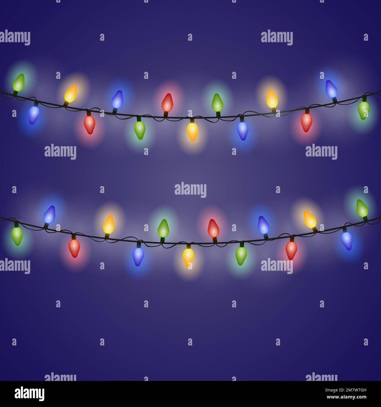 Isolated glowing light bulb garland on gradient background. Eps 10 ...