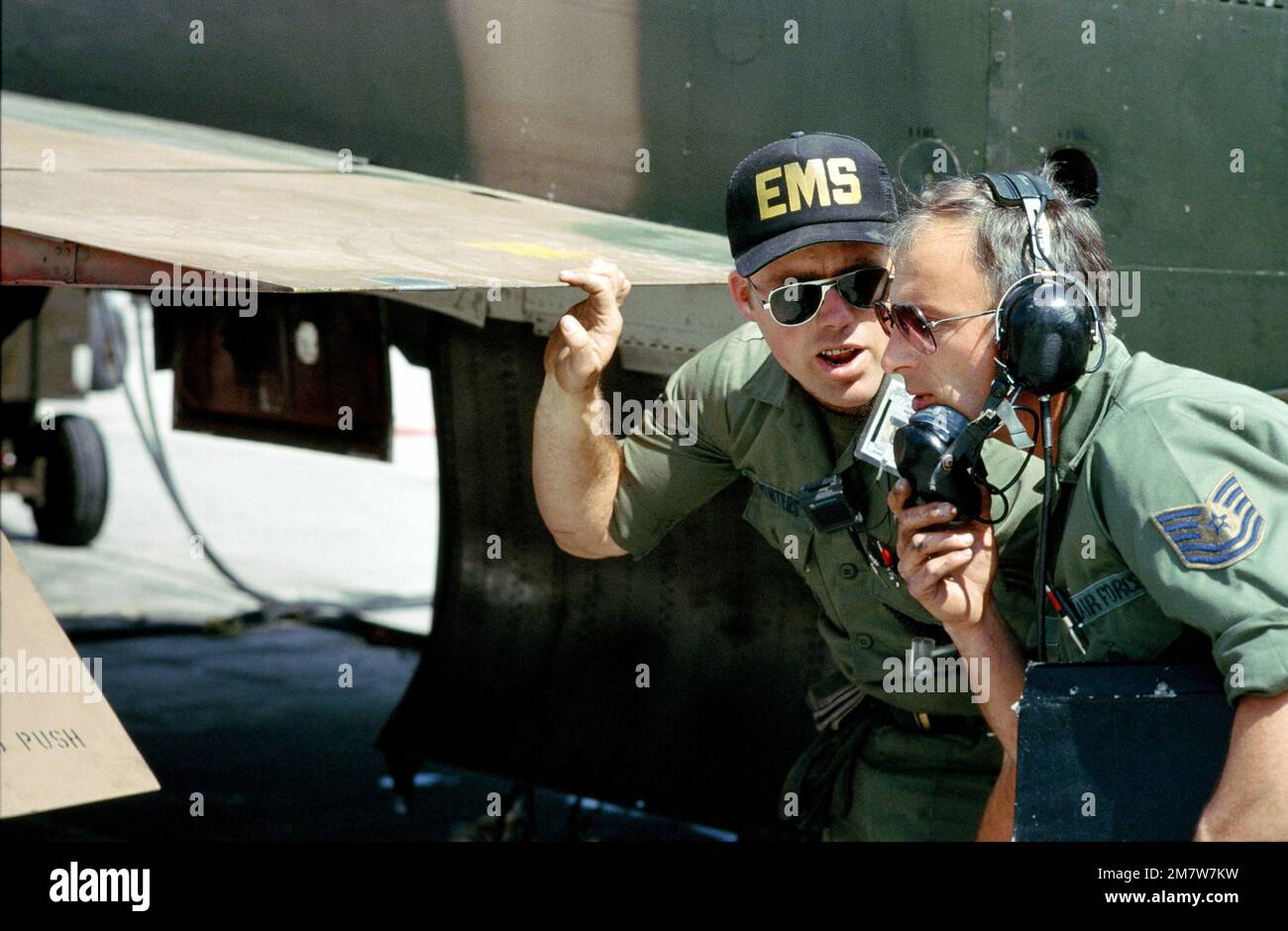 Ground crewmen from the 37th Tactical Fighter Wing perform maintenance ...