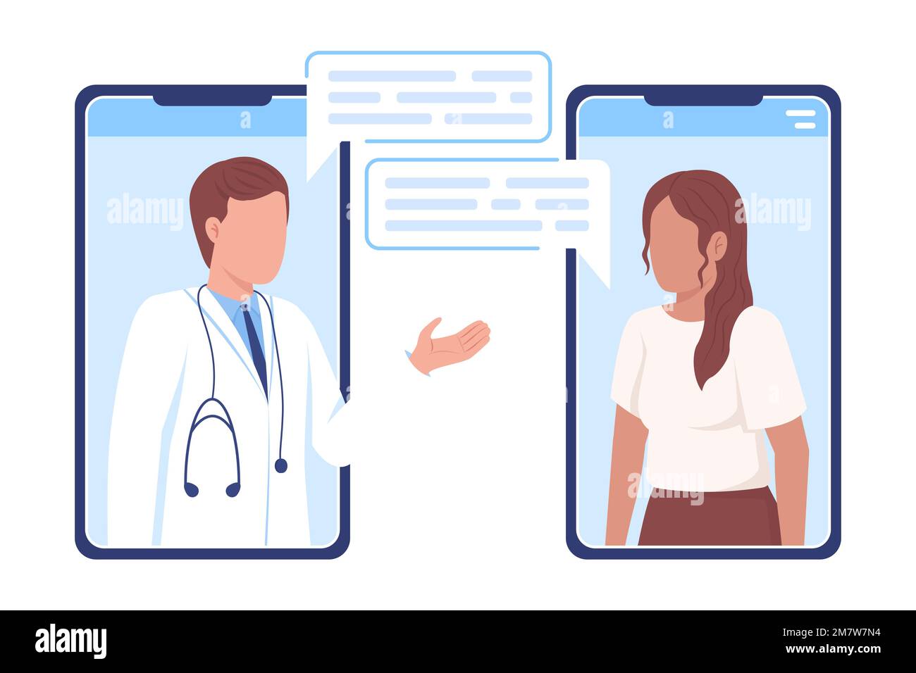 Telecommuting with therapist flat concept vector illustration Stock ...