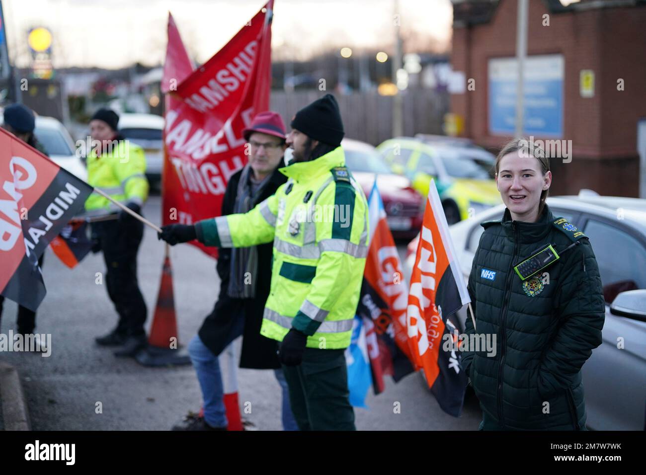 Ambulance workers on the picket line outside East Midlands Ambulance ...