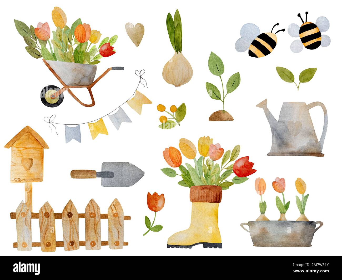 Spring garden paintings Stock Photo - Alamy