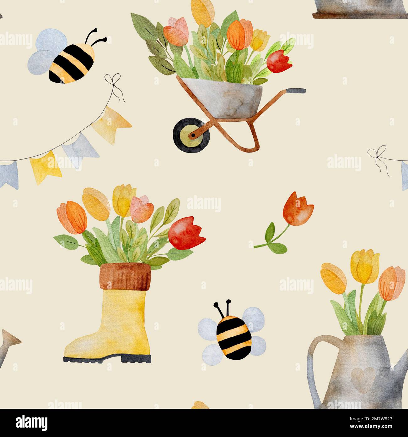 Spring garden paintings Stock Photo - Alamy