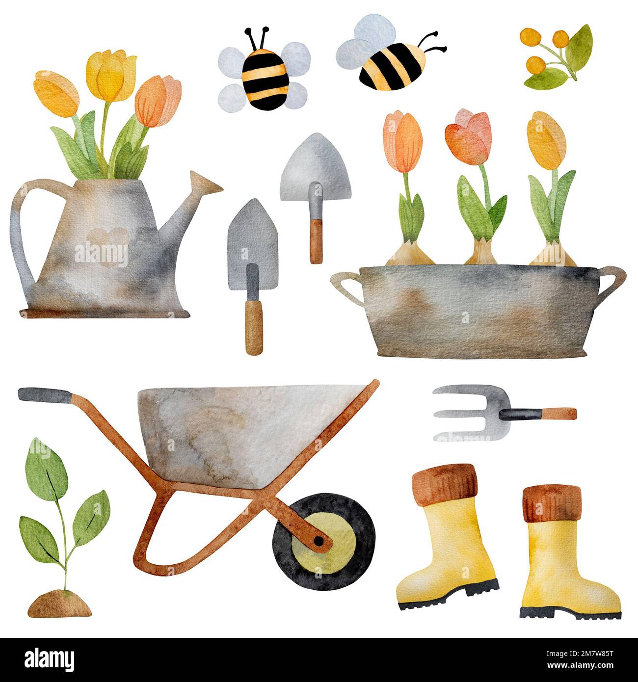 Spring garden paintings Stock Photo - Alamy
