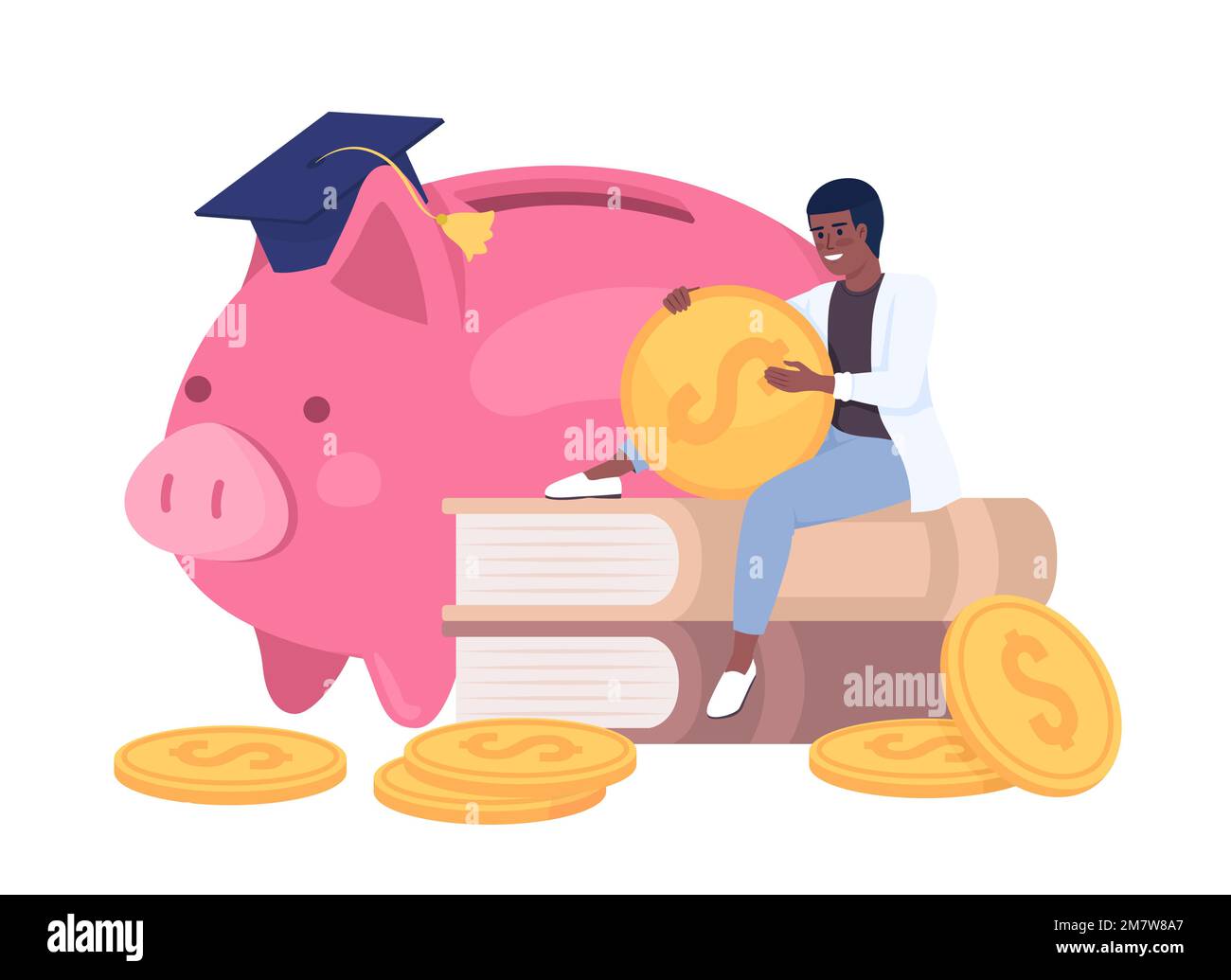 Savings for personal development semi flat color vector character Stock ...