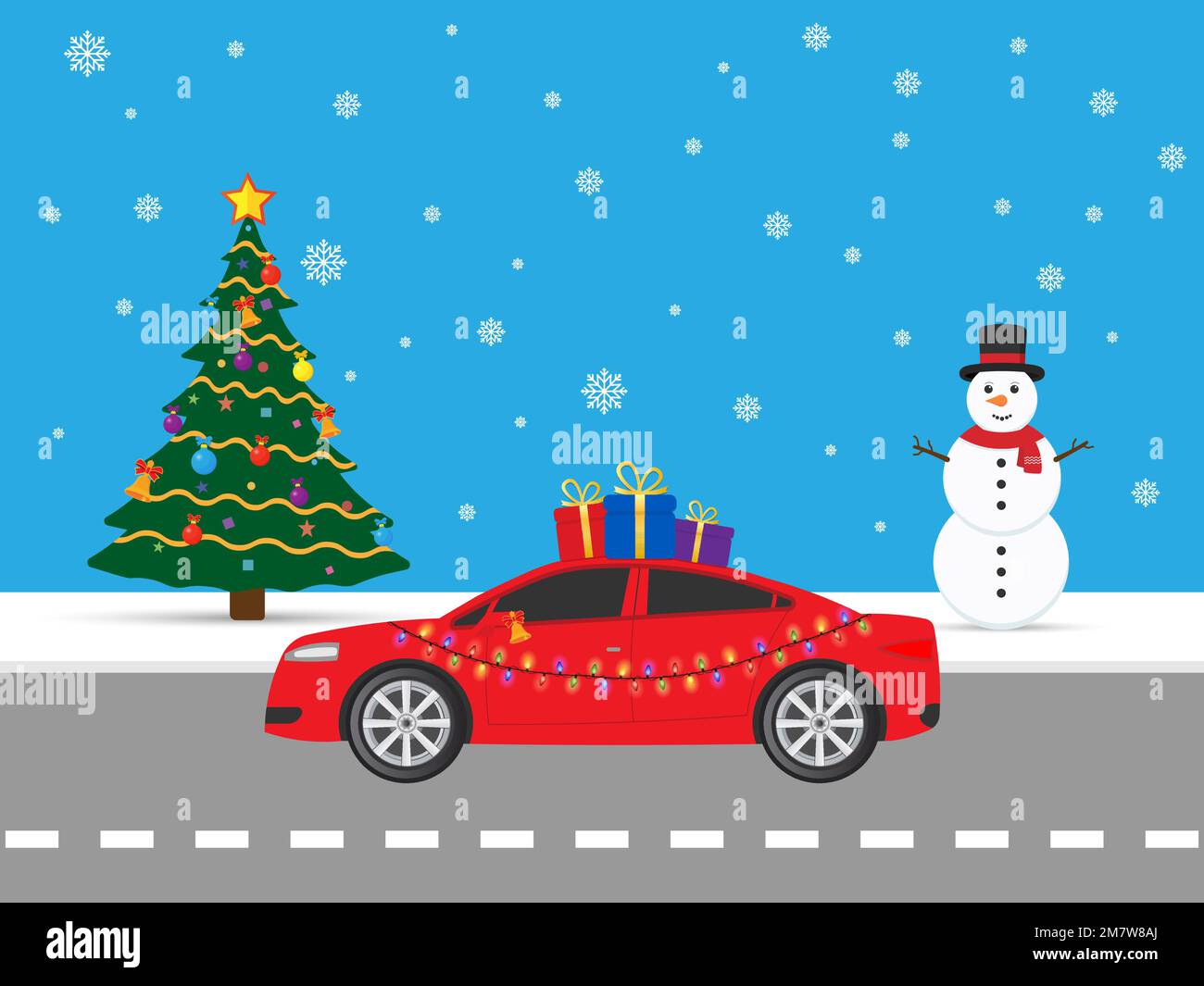 car with gift boxes. isolated on background. Vector illustration. Eps ...