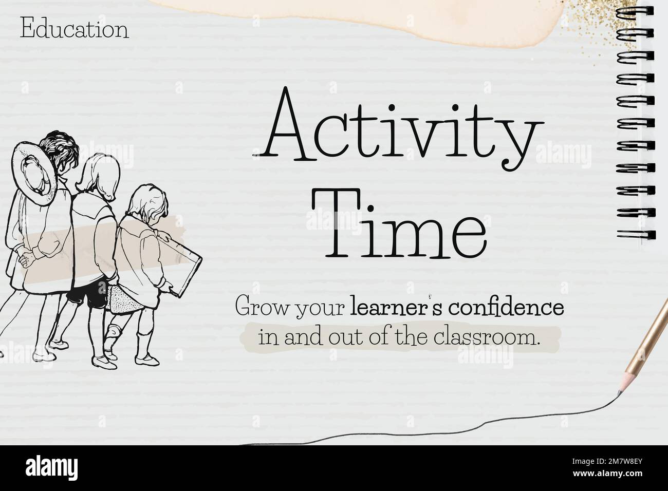 Activity time template vector on paper with student doodle Stock Vector ...