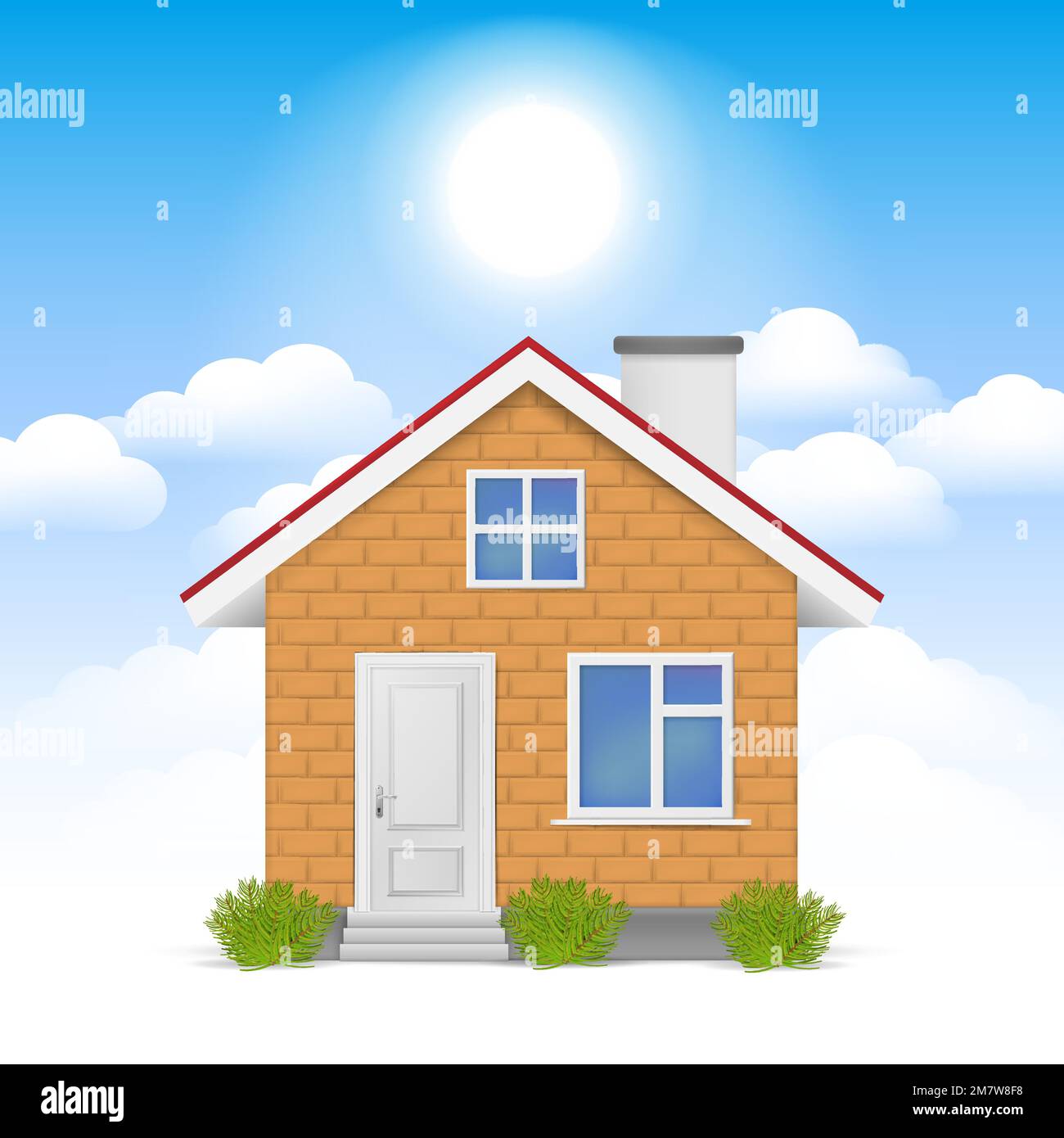 3D realistic House in the clouds. Vector illustration. Esp 10 Stock ...