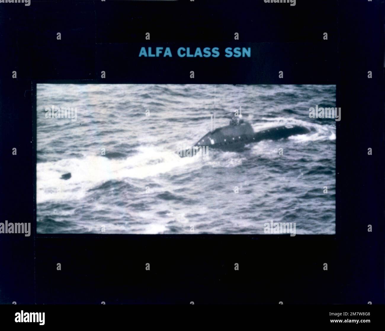 Aerial starboard quarter view of a Soviet Alfa class fleet submarine ...