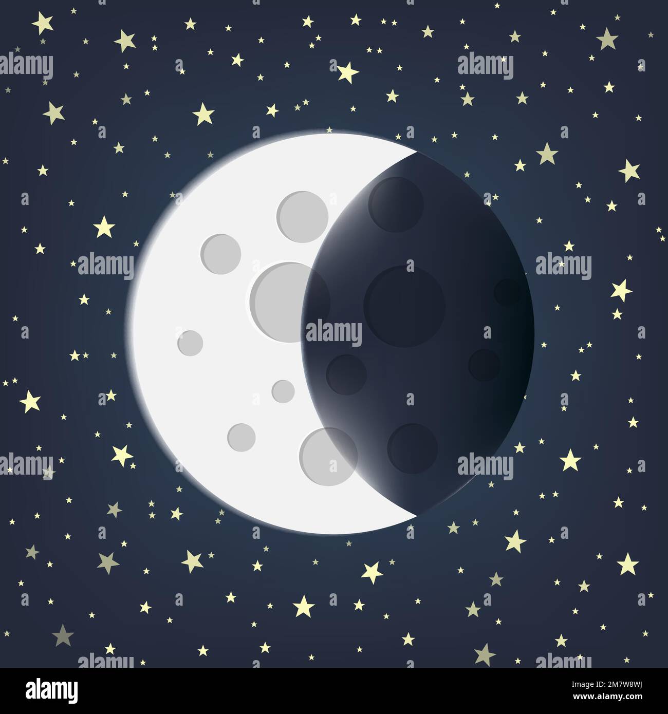 Moon with Stars in flat dasign style. Vector illustration. Eps 10 Stock ...