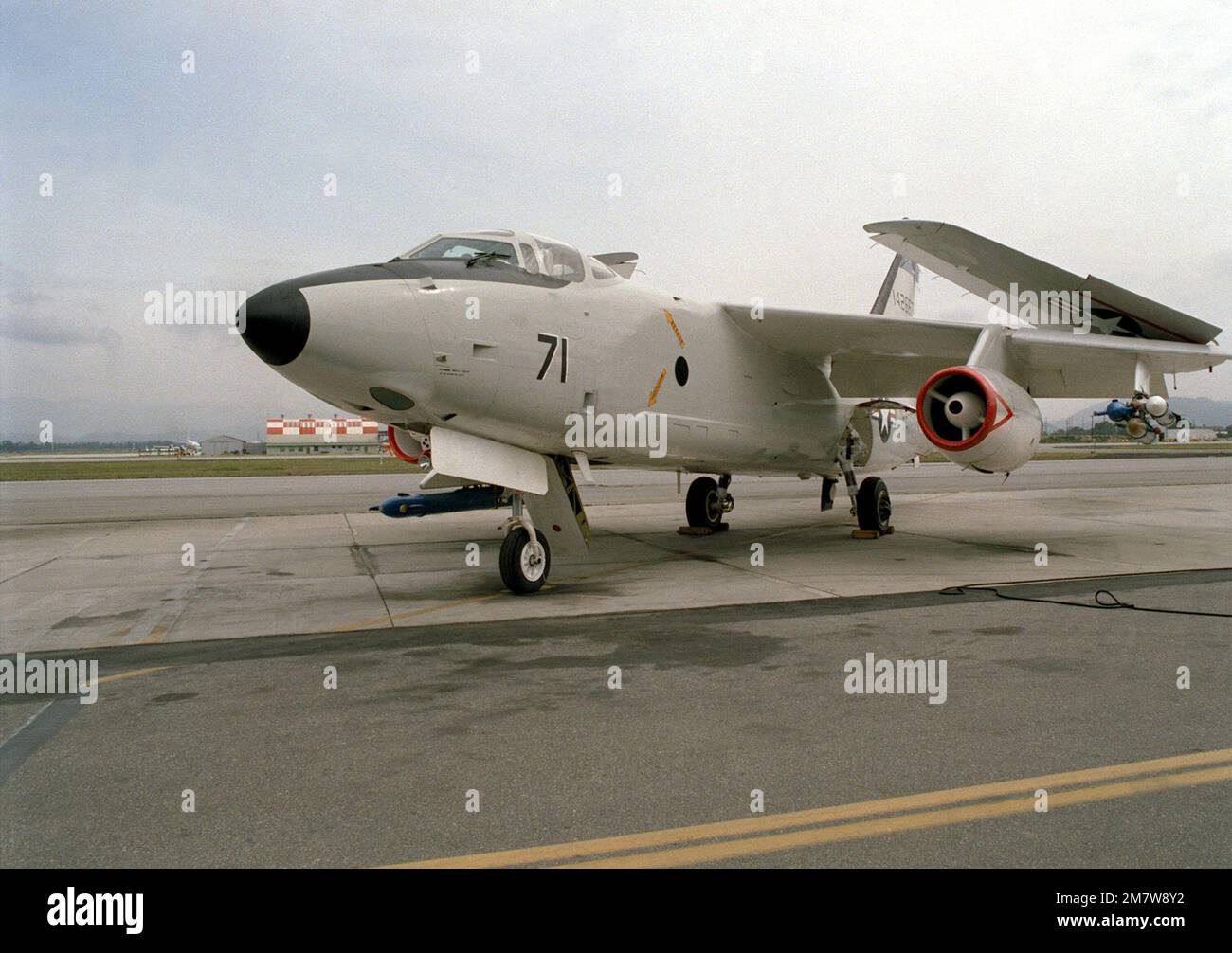 A view of the electronic warfare (jammer) pods installed on an A-3 ...
