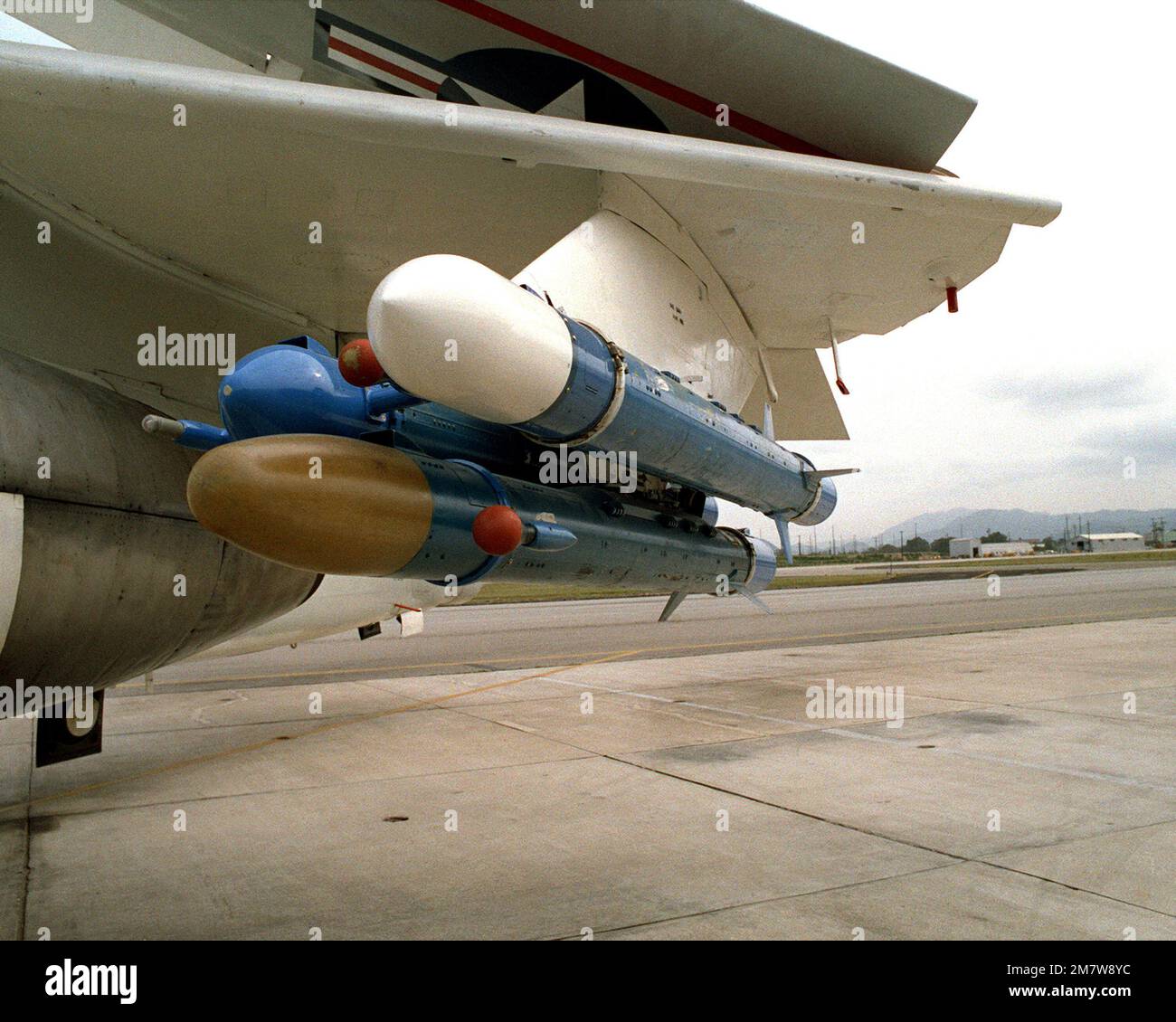A view of an electronic warfare (jammer) pods installed on an A-3 ...