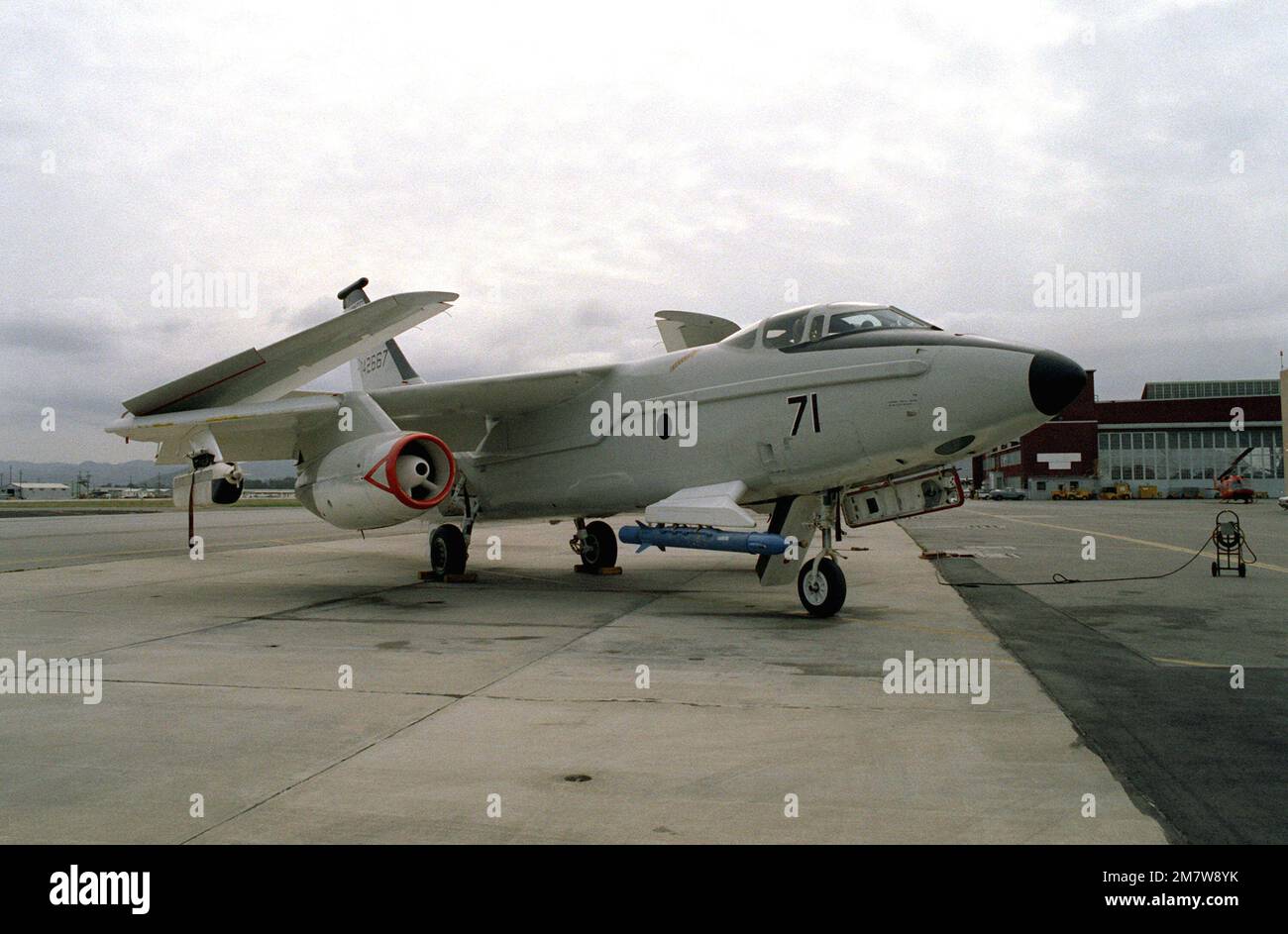 A view of an A-3 Skywarrior aircraft equipped with electronic warfare ...