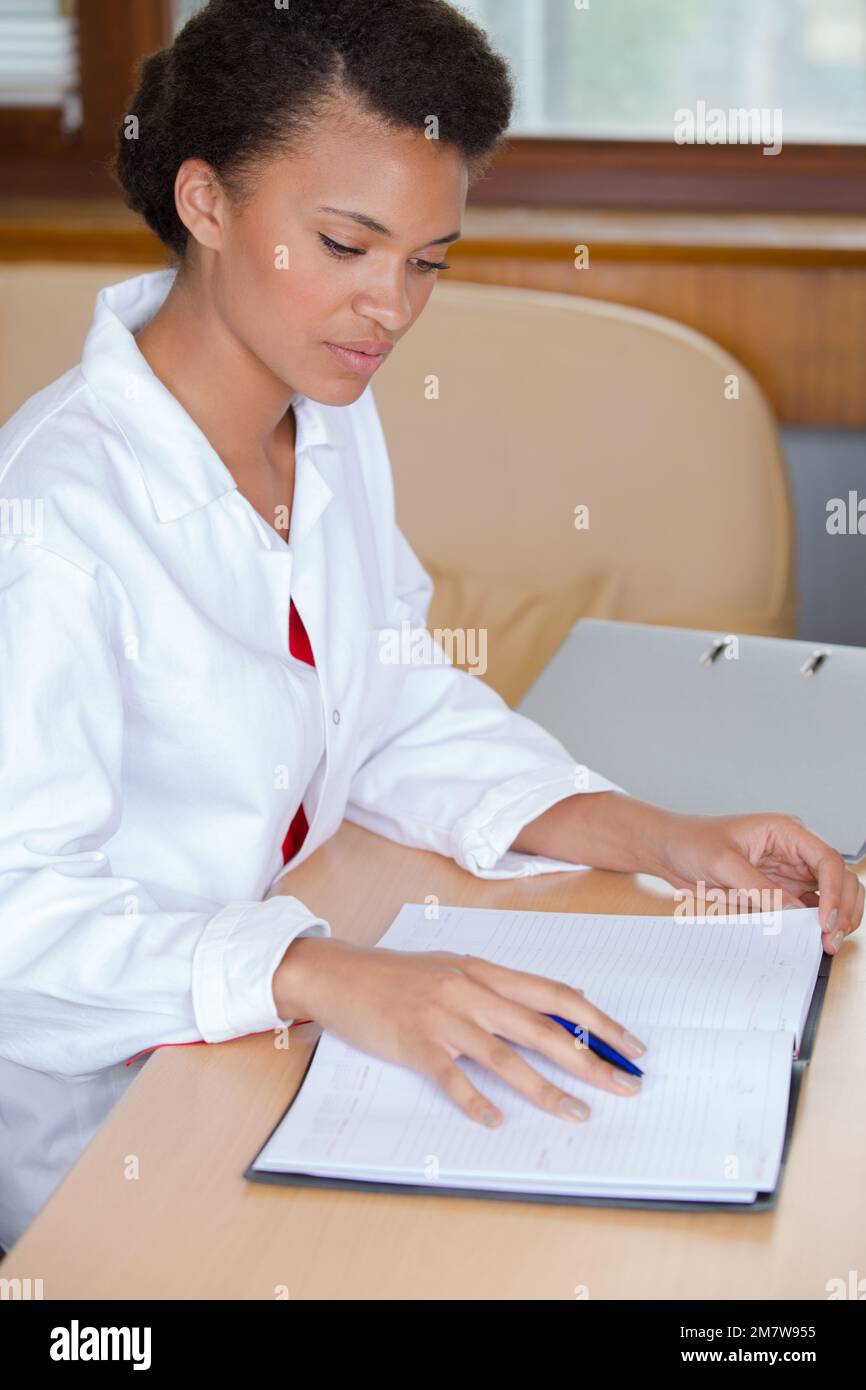 young beautiful woman taking science exam Stock Photo - Alamy