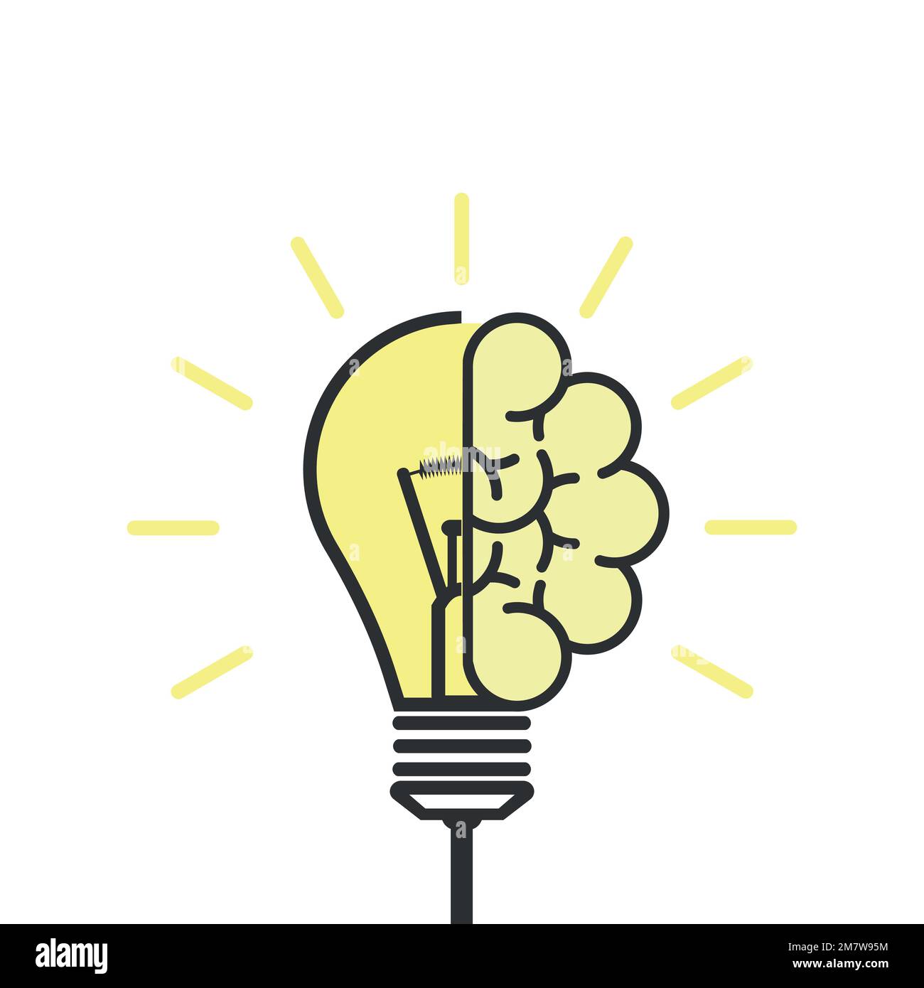 Idea concept. light bulb with brain. Symbol of creative idea. Vector ...