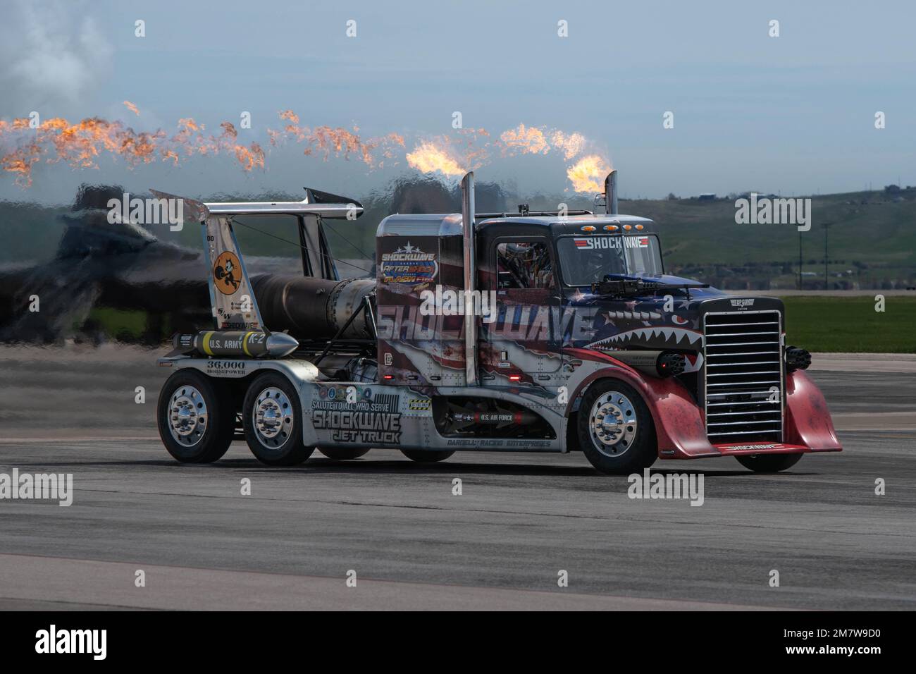 The Shockwave Jet Truck races down the flightline at the Ellsworth Air ...