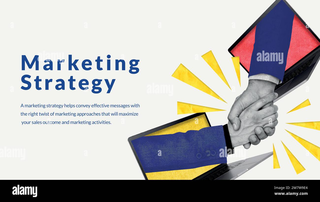 Editable marketing strategy template vector with online networking ...