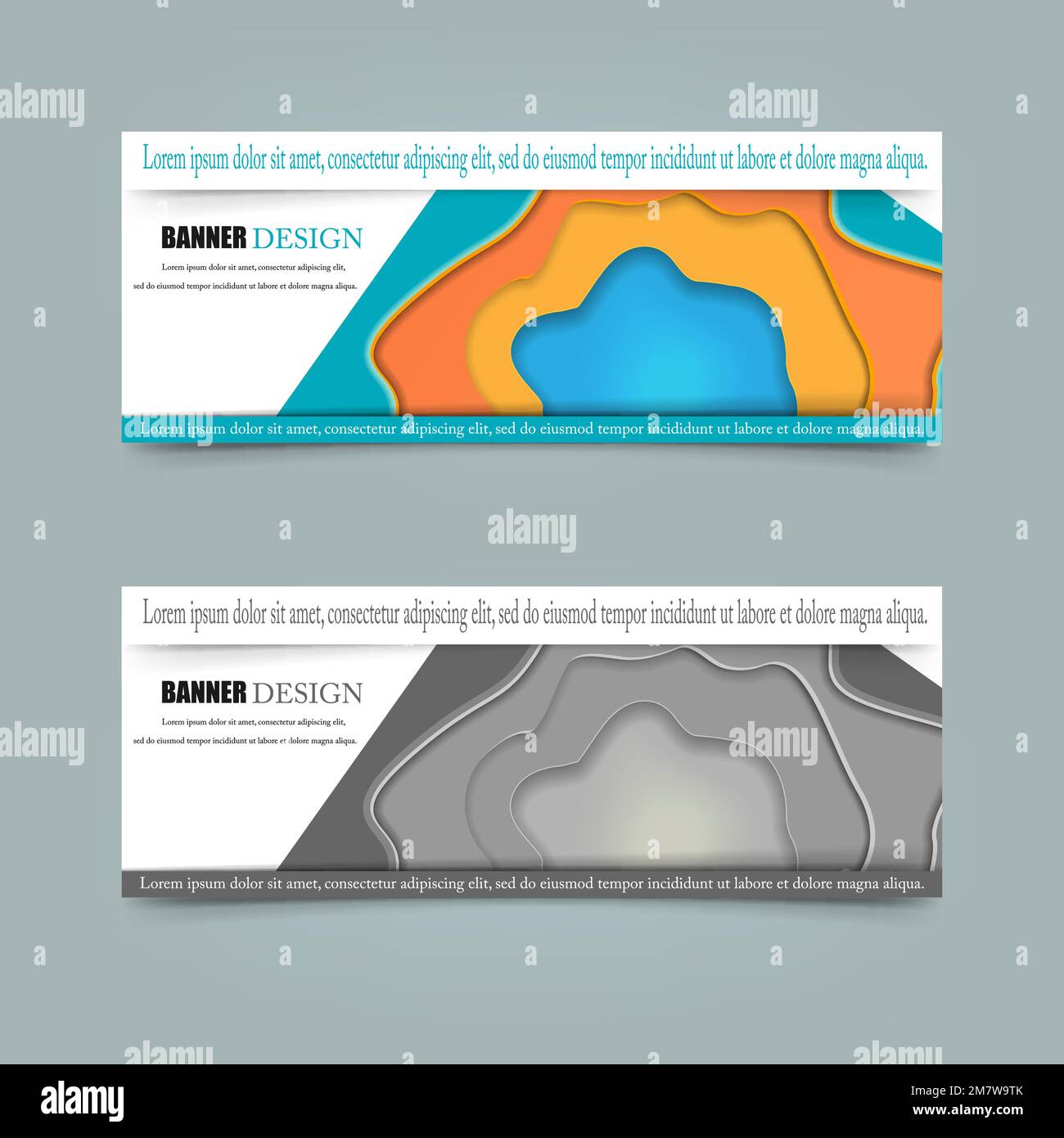 Horizontal banners with 3D abstract background isolated on white ...