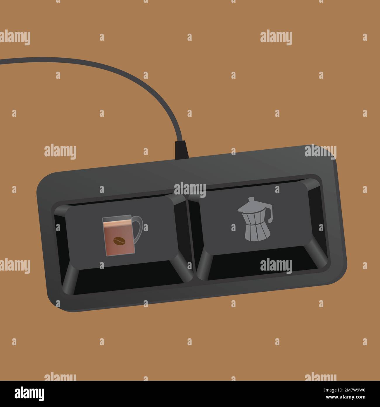 Keyboard with two keys one with a coffee mug and the other with a mocha ...