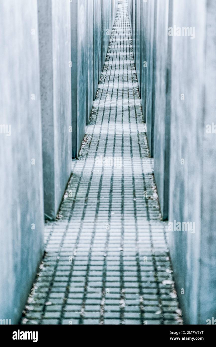 Labyrinth from Holocaust memorial in Berlin, Germany. Abstract shapes ...