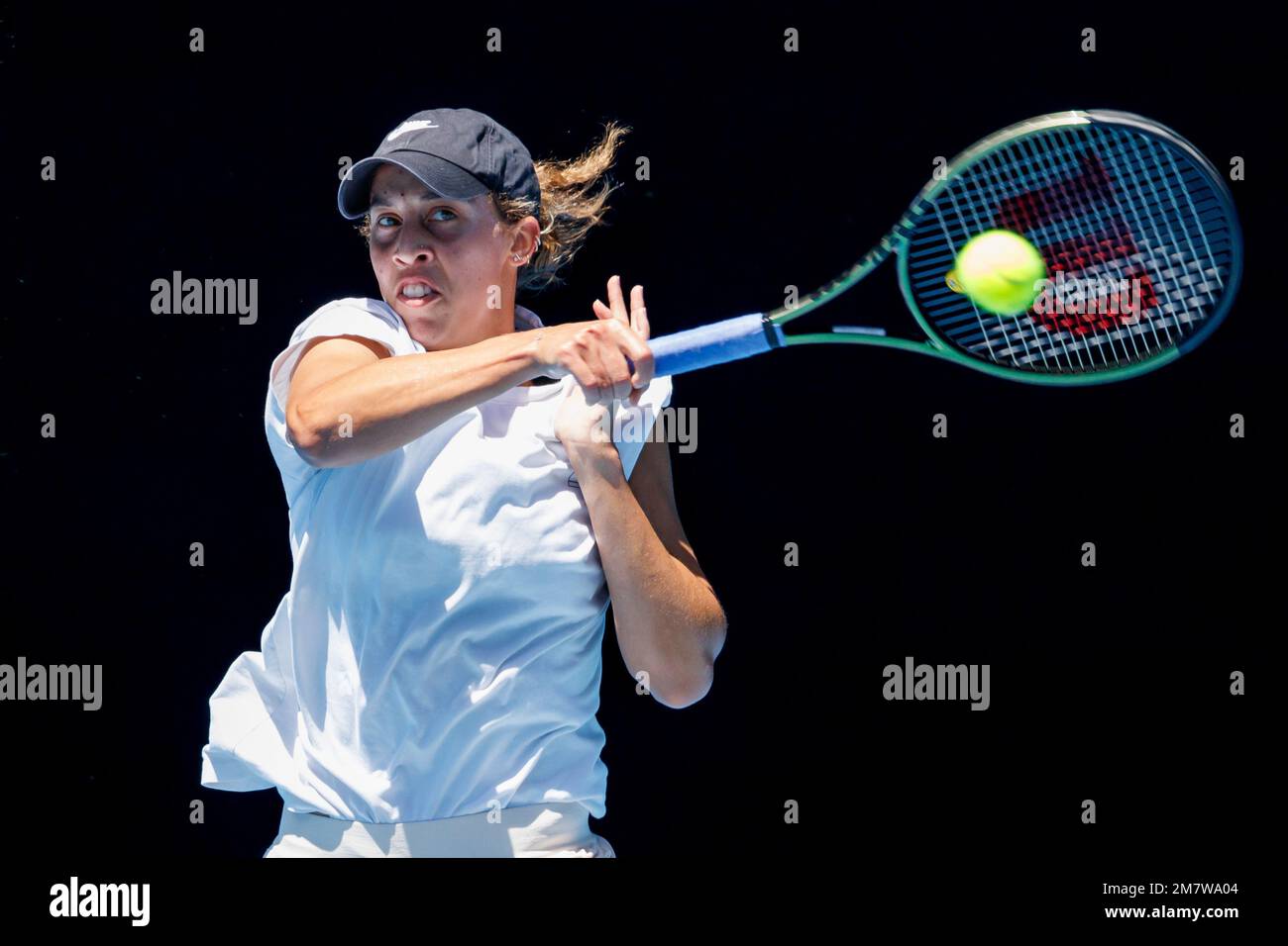 Melbourne, Australia. 11th Jan, 2023. Madison Keys practising on Rod ...