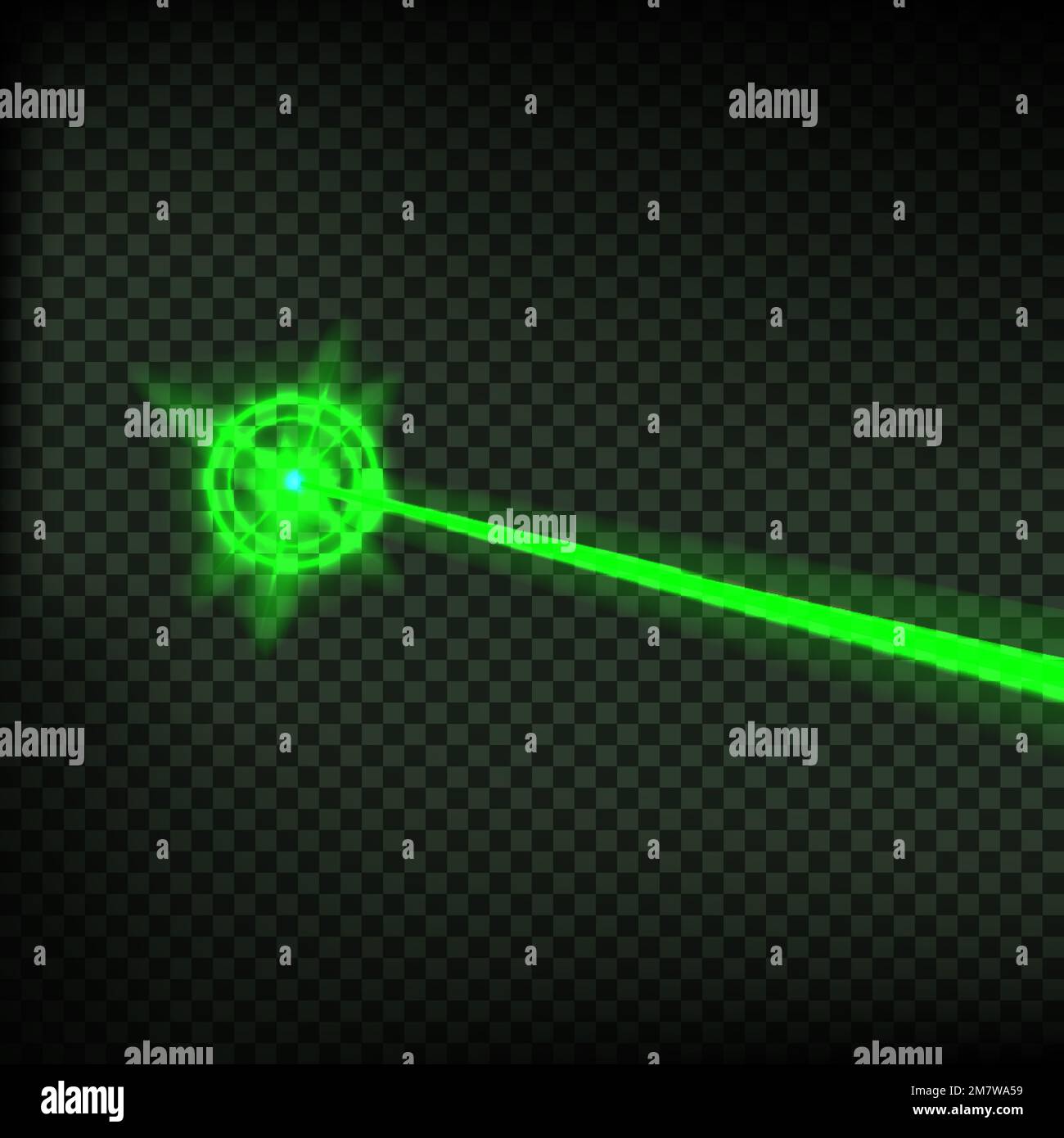 Abstract green laser beam. Laser security beam isolated on transparent ...