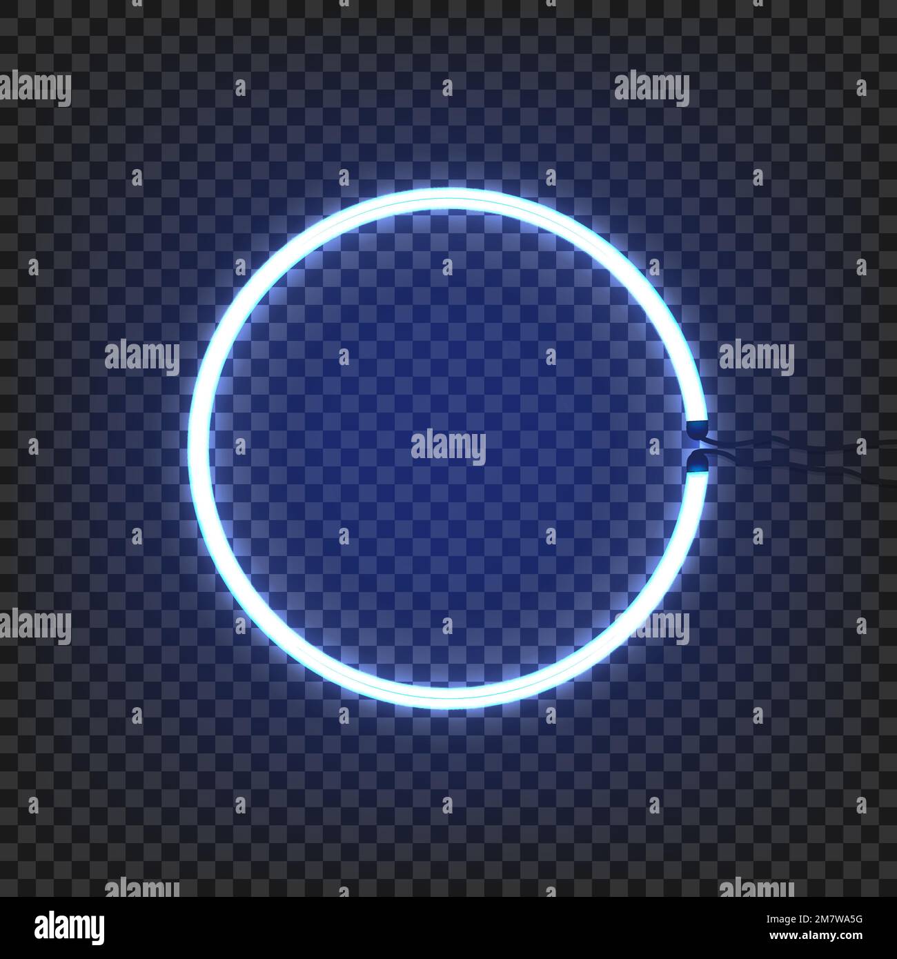 Circle neon lamp wall sign isolated on transparent background. Vector ...