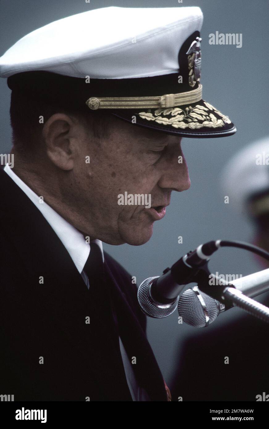 VADM Lee Baggett Jr. speaks at the commissioning ceremony for the ...