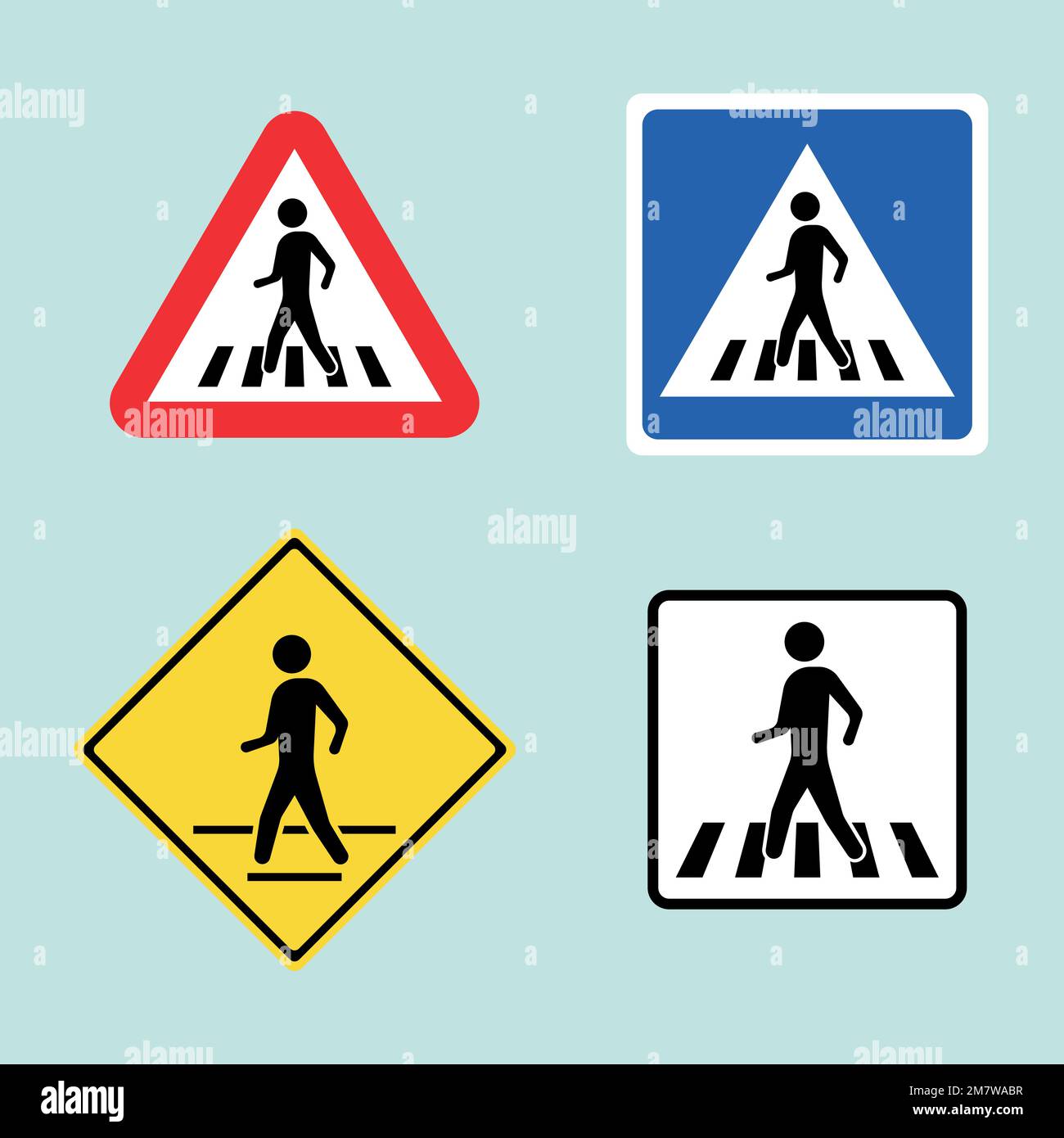 Set of pedestrian crossing sign isolated on background. Vector ...