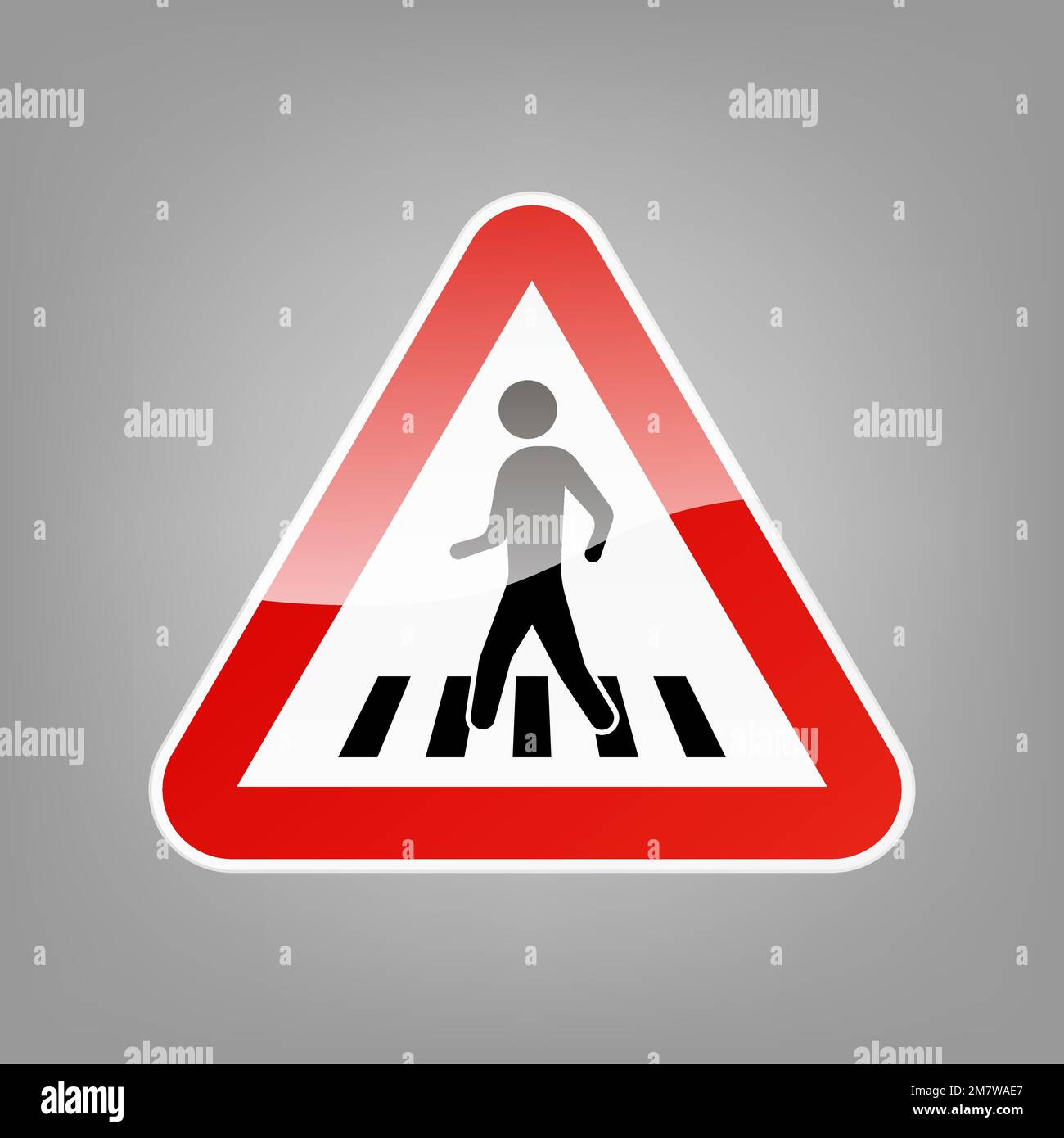 Triangular warning sign for pedestrian crossing isolated on background ...