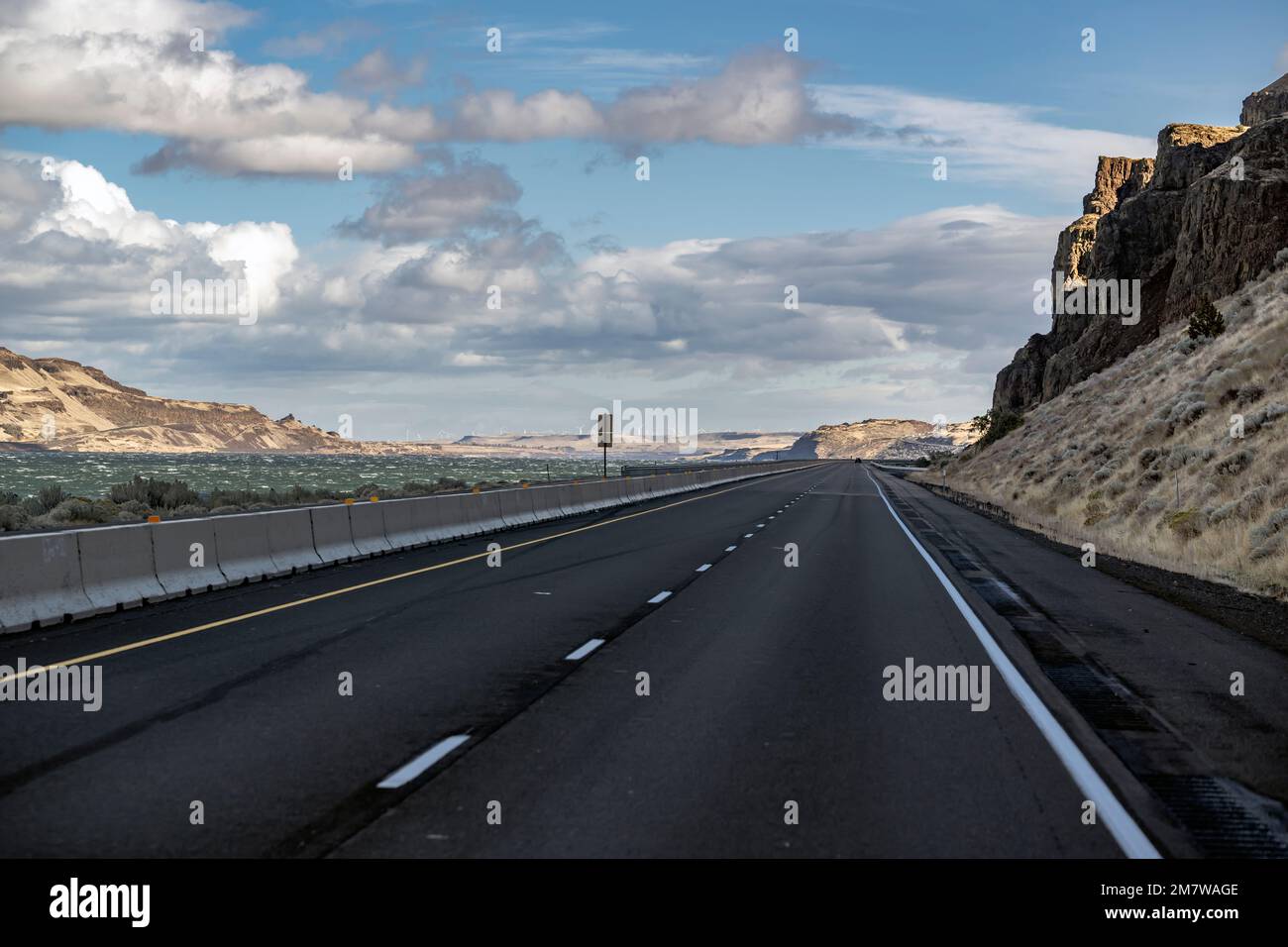 Landscape with a one way highway road that forms web of a network of ...