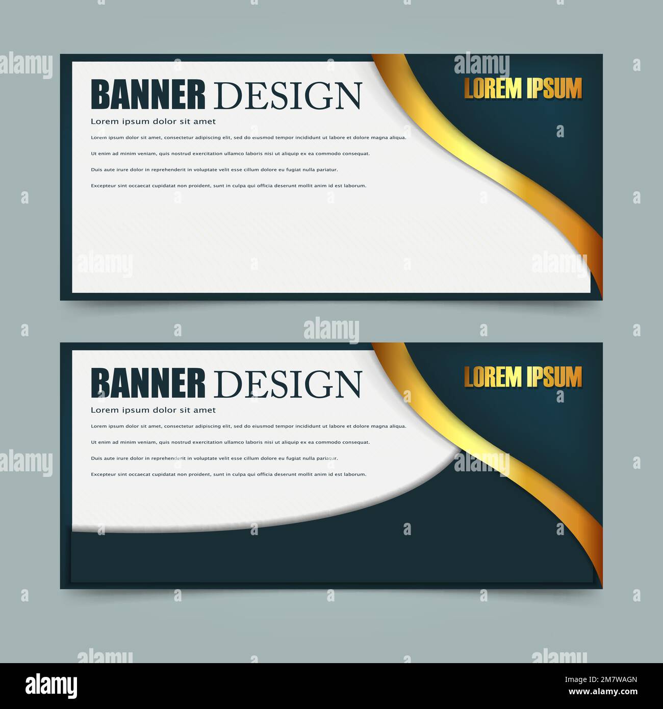 Horizontal banners with 3D abstract background isolated on white ...