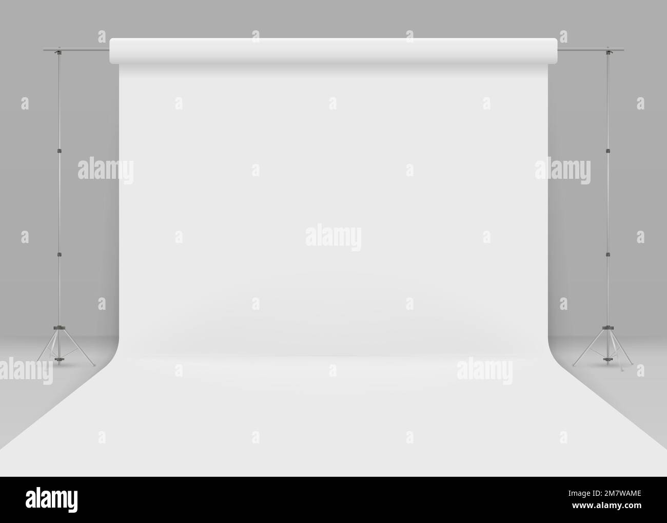 Empty photo studio. Realistic 3D template mock up. isolated on grey ...