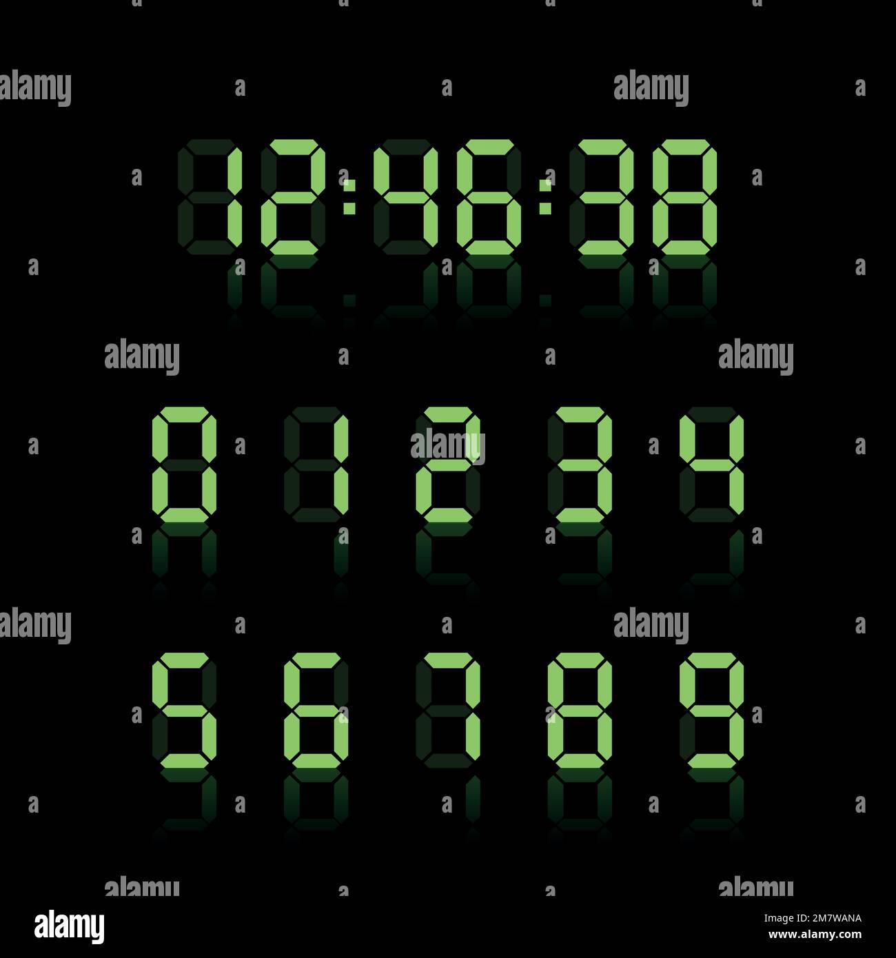 Digital clock number set. Electronic figures. Vector illustration. Eps ...