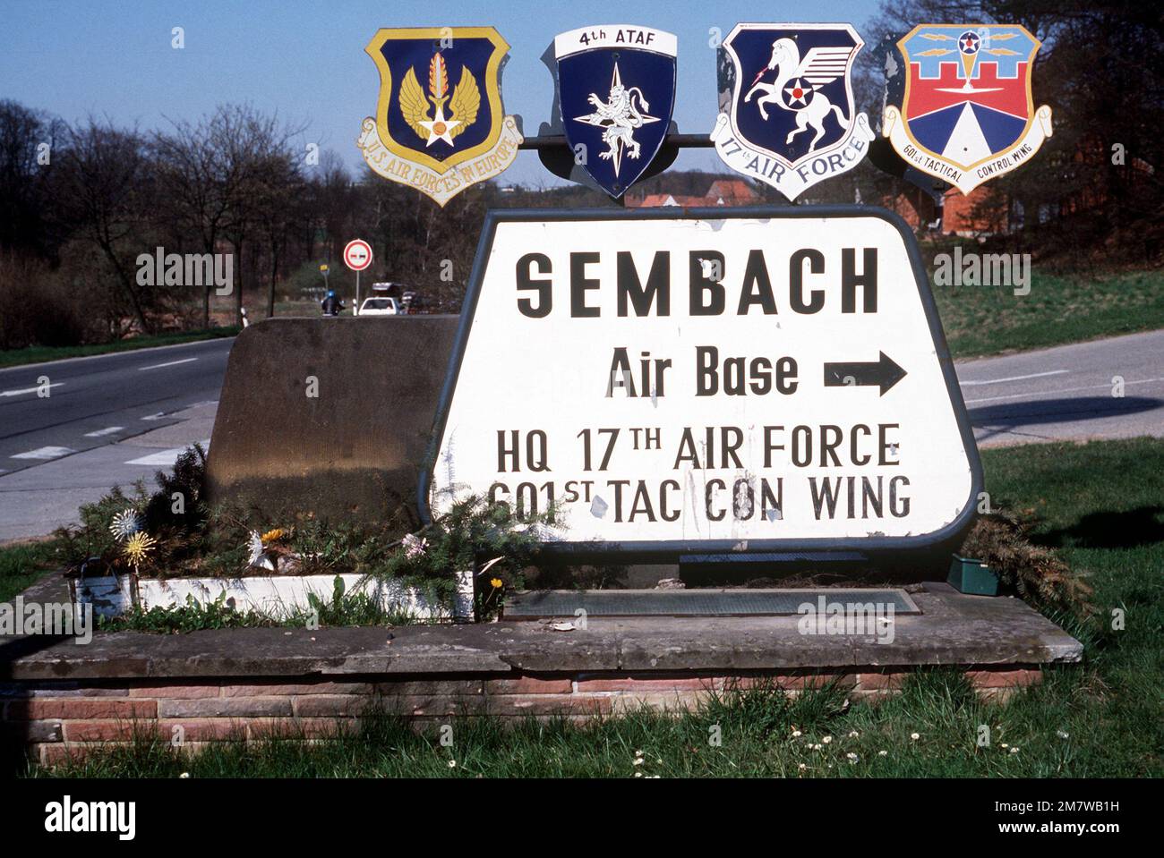 A road sign points the direction to Sembach Air Base, headquarters for ...