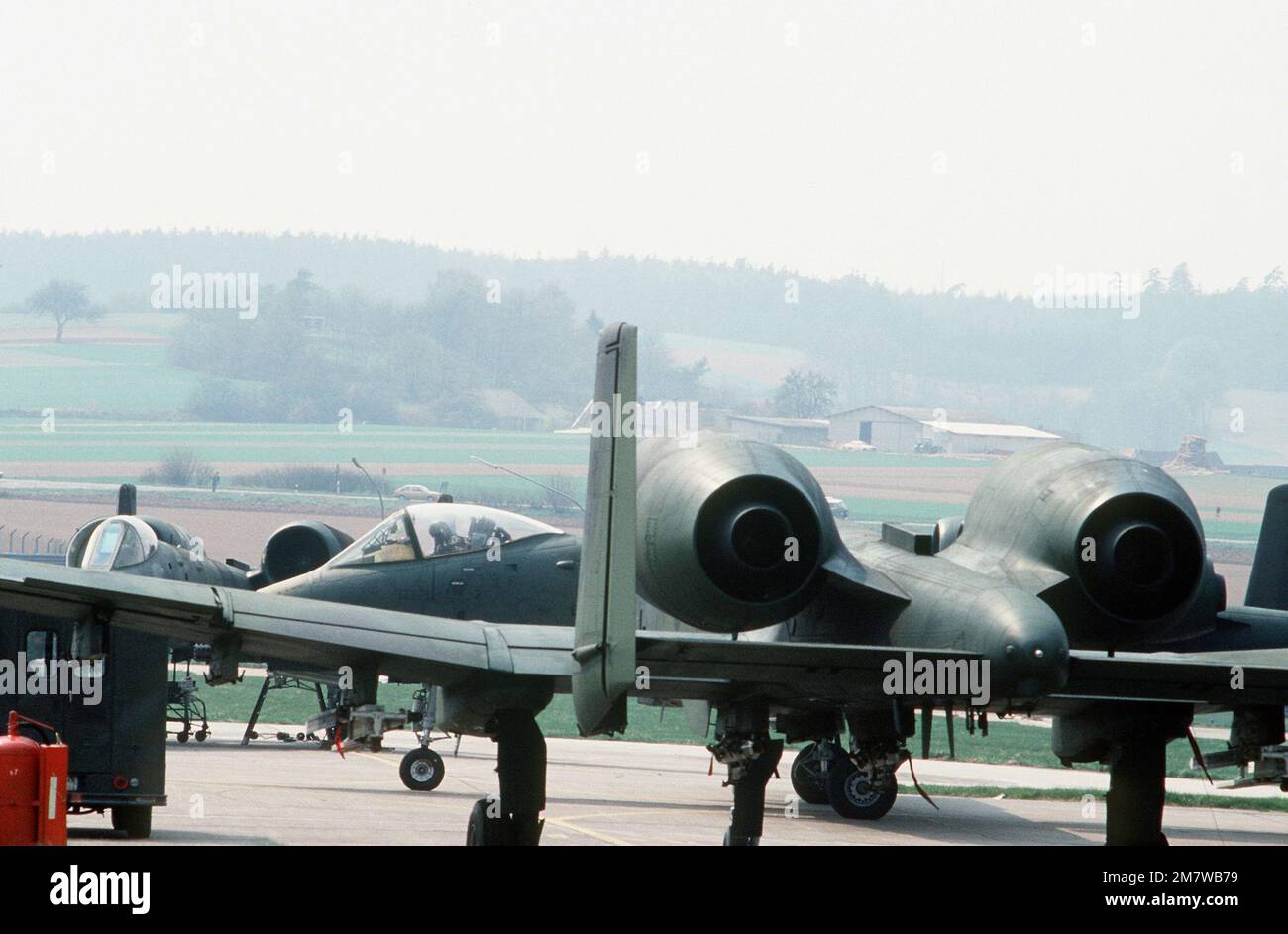 A rear view of an A-10 Thunderbolt II aircraft from the 81st Tactical ...