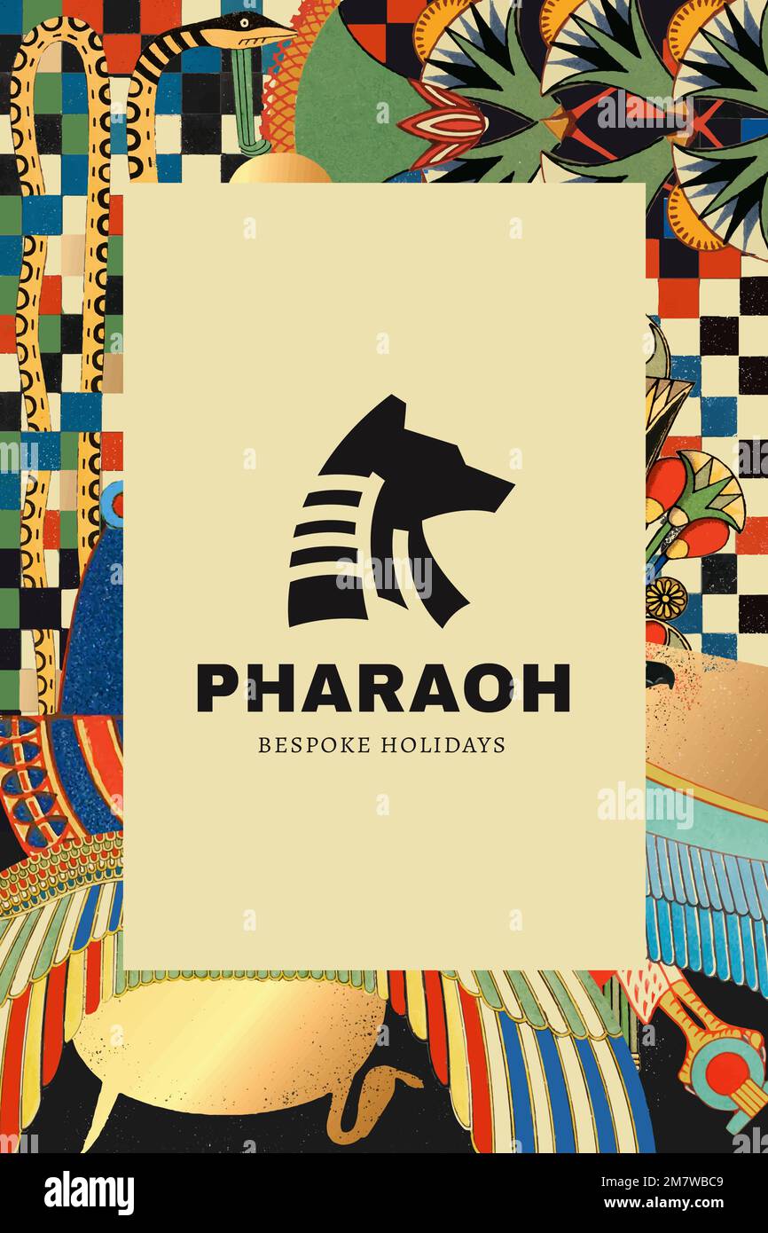 Ancient Egyptian pattern template vector with minimal logo, remixed ...