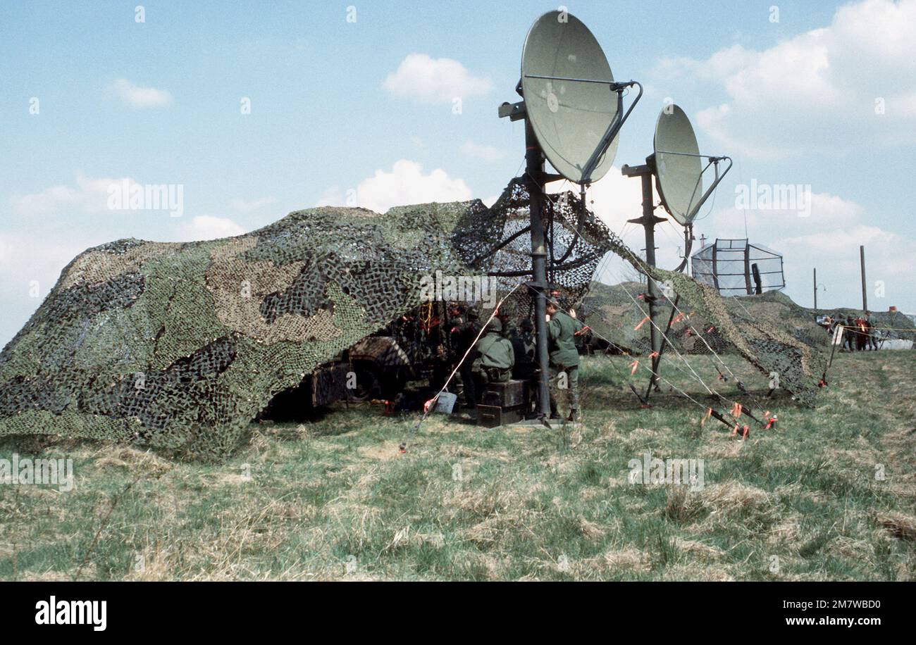 A view of one of the camouflaged antenna networks of the 611th Tactical ...