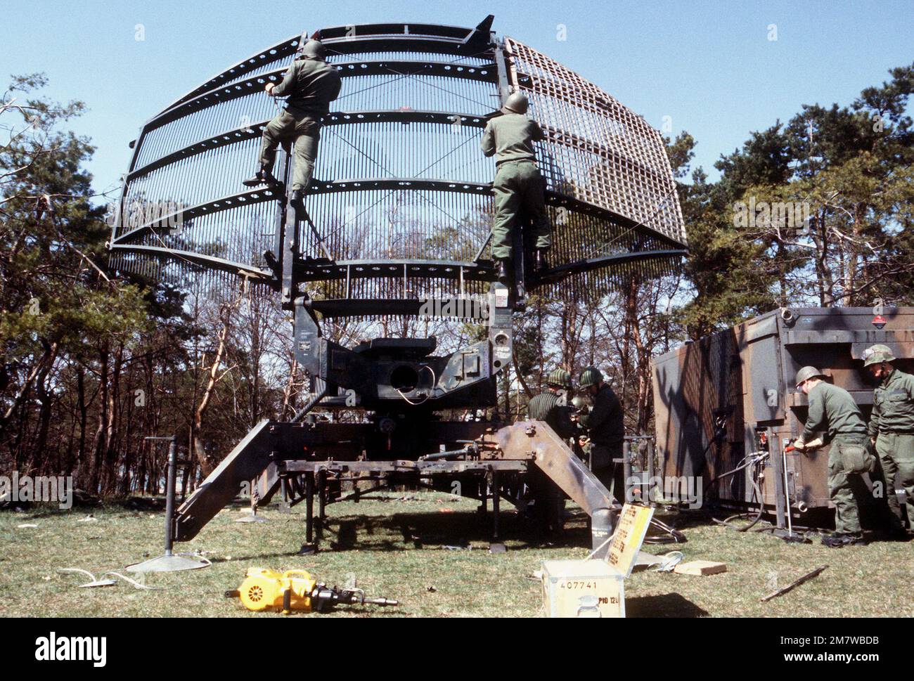 AN/TPS-43E radar equipment is set up by personnel of the 622nd Tactical ...