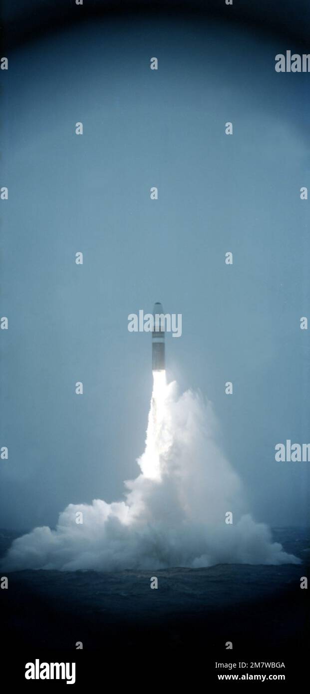 A navy Trident missile is launched from the nuclear-powered strategic ...