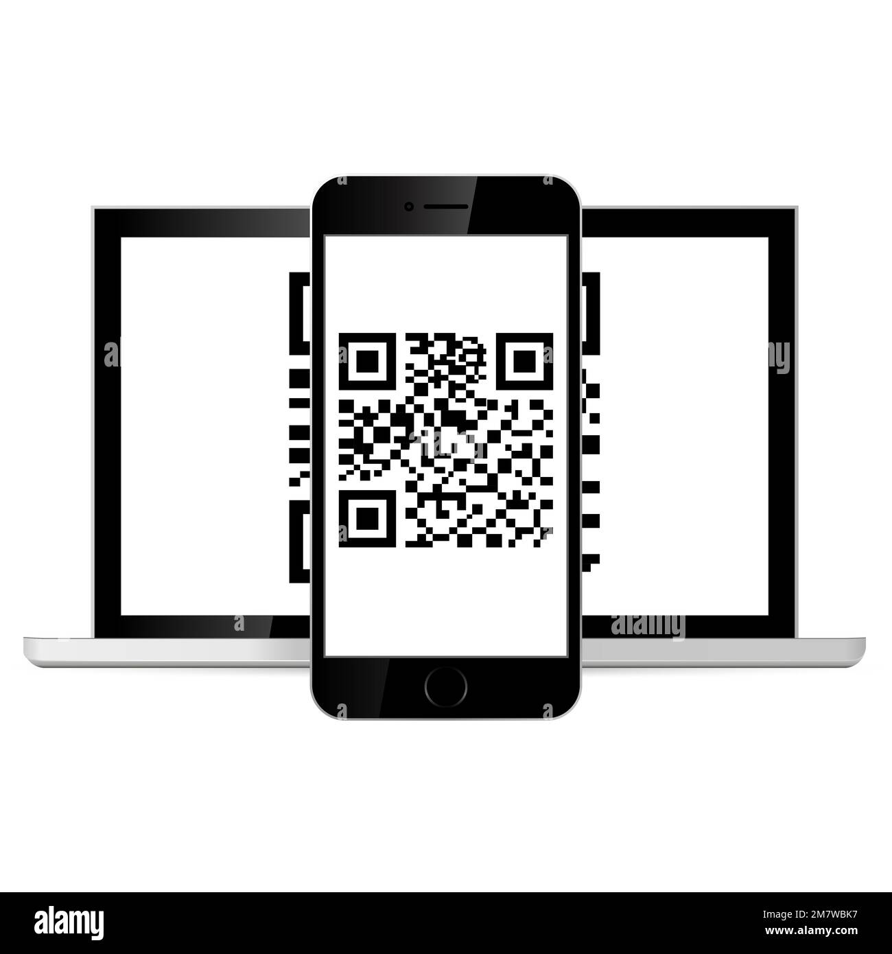 Phone scanned QR code. isolated on white background. Vector ...