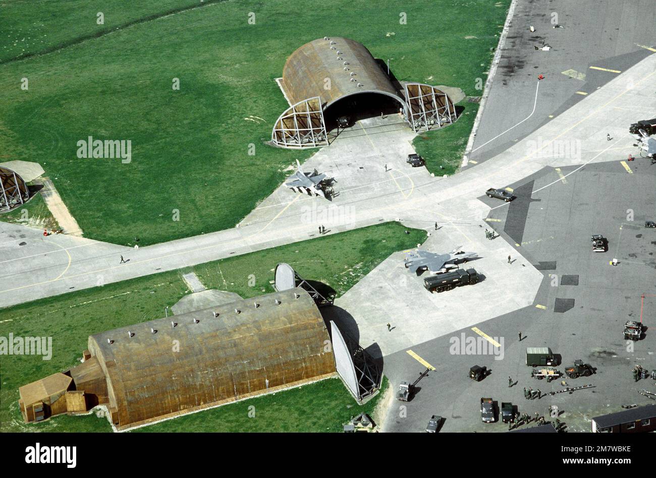 An aerial view of two F-15 Fighting Falcon aircraft from the 429th ...
