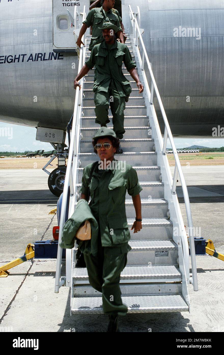 Members of the 372nd Transportation, 101st Airborne Division, disembark ...