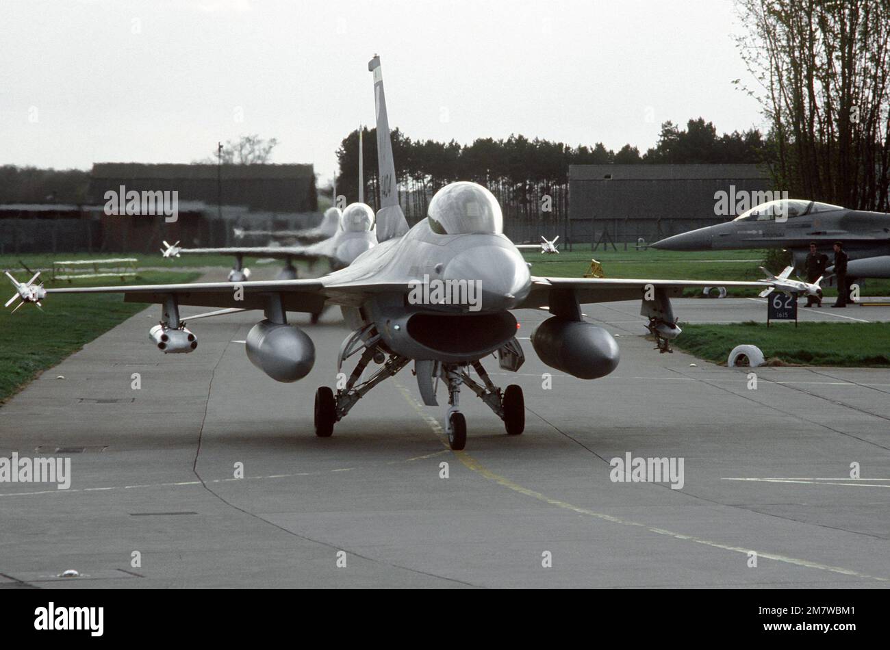 A right front view of F-16 Fighting Falcon aircraft from the 429th ...