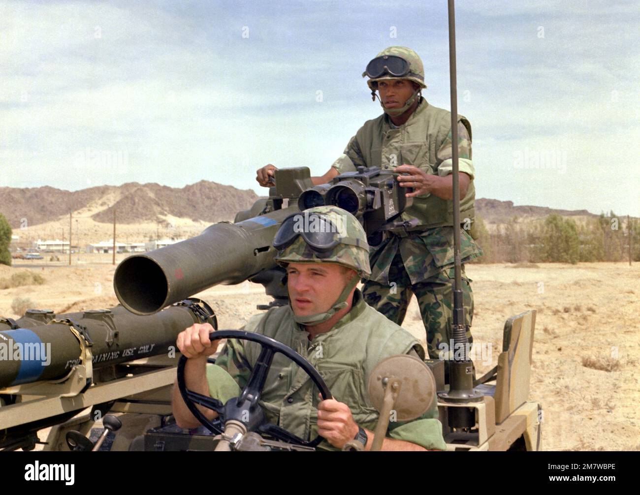 Two Marines from Tube Optically Wire (TOW) Company, 3rd Tank Battalion ...