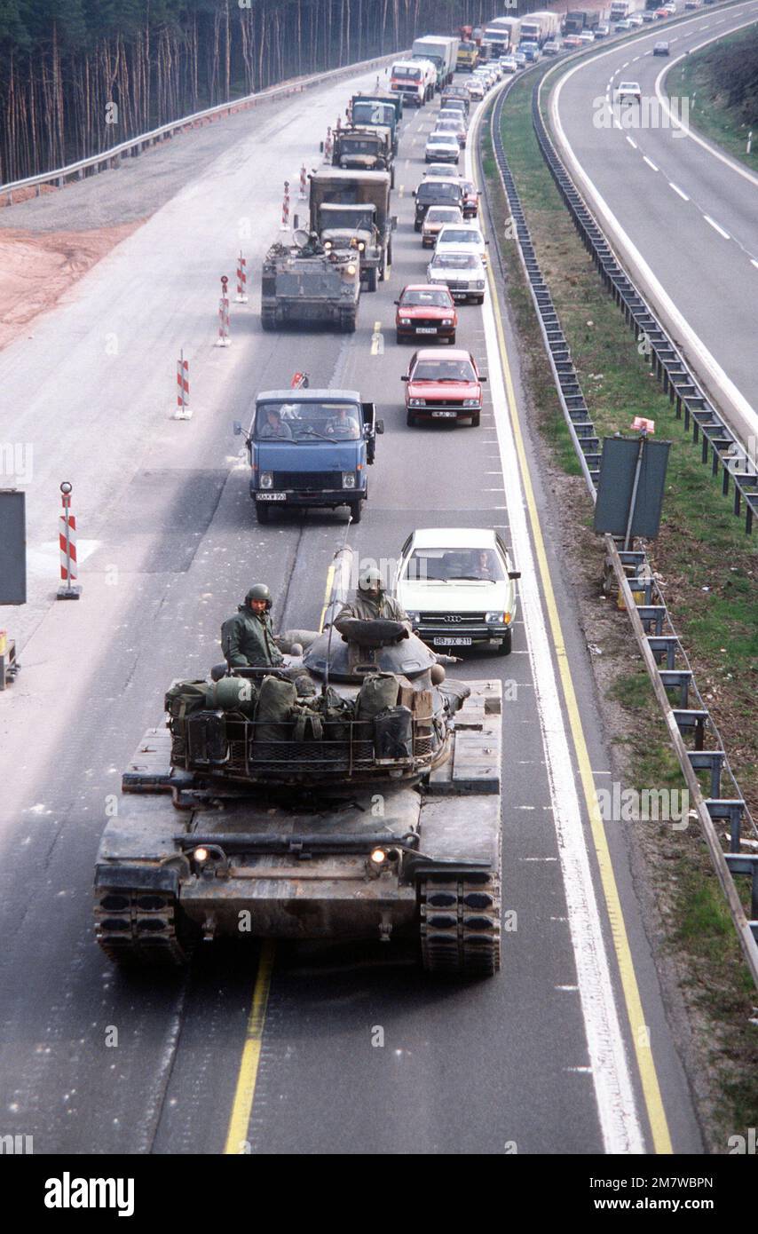 A view of M-60A3 tanks and armored personnel carriers from the 3rd ...