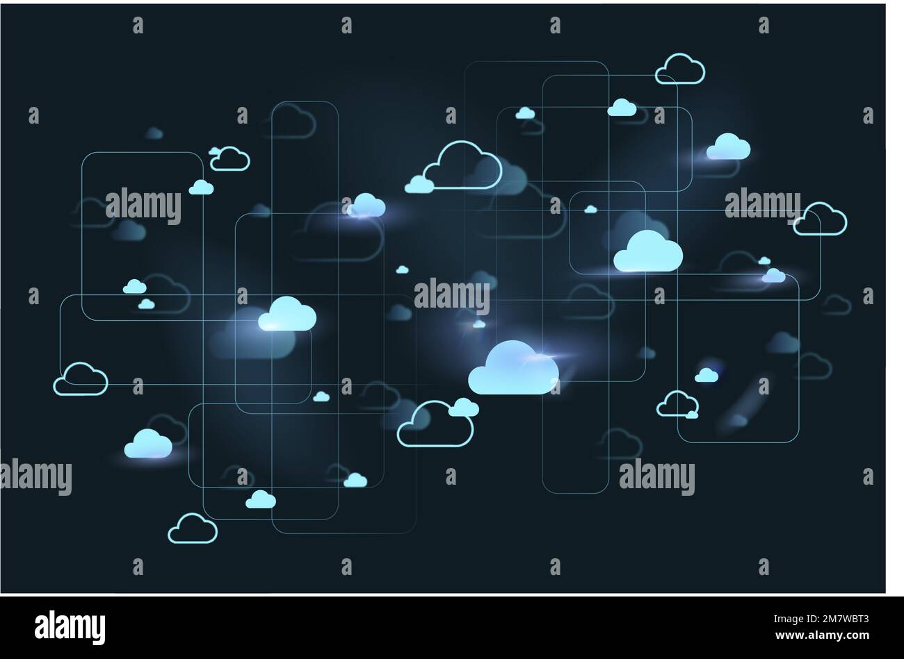 Cloud network system background vector for social media banner Stock ...