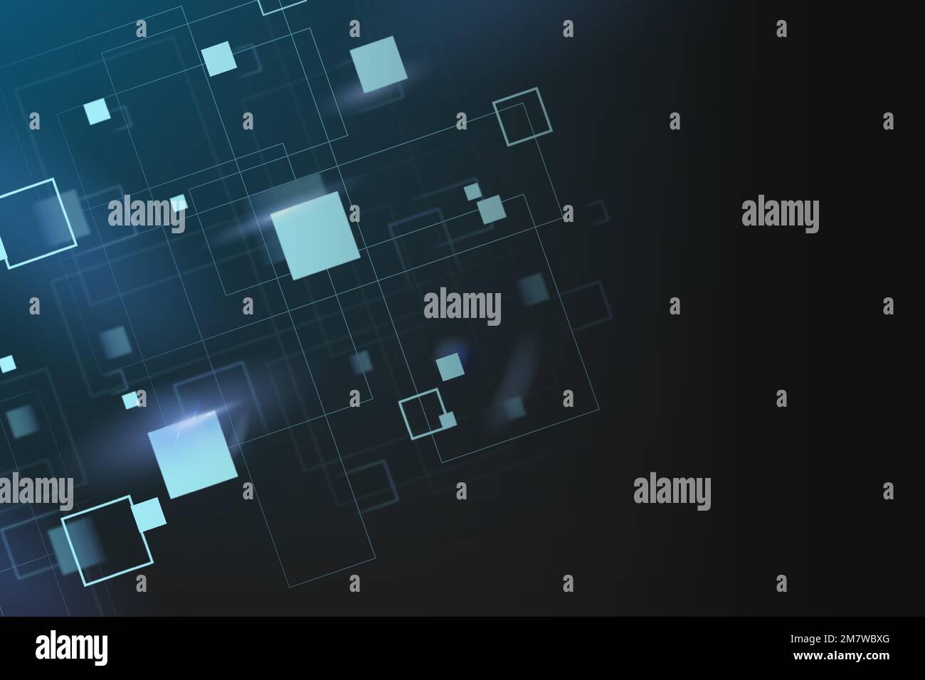 Digital technology background vector with blue neon geometric shapes ...