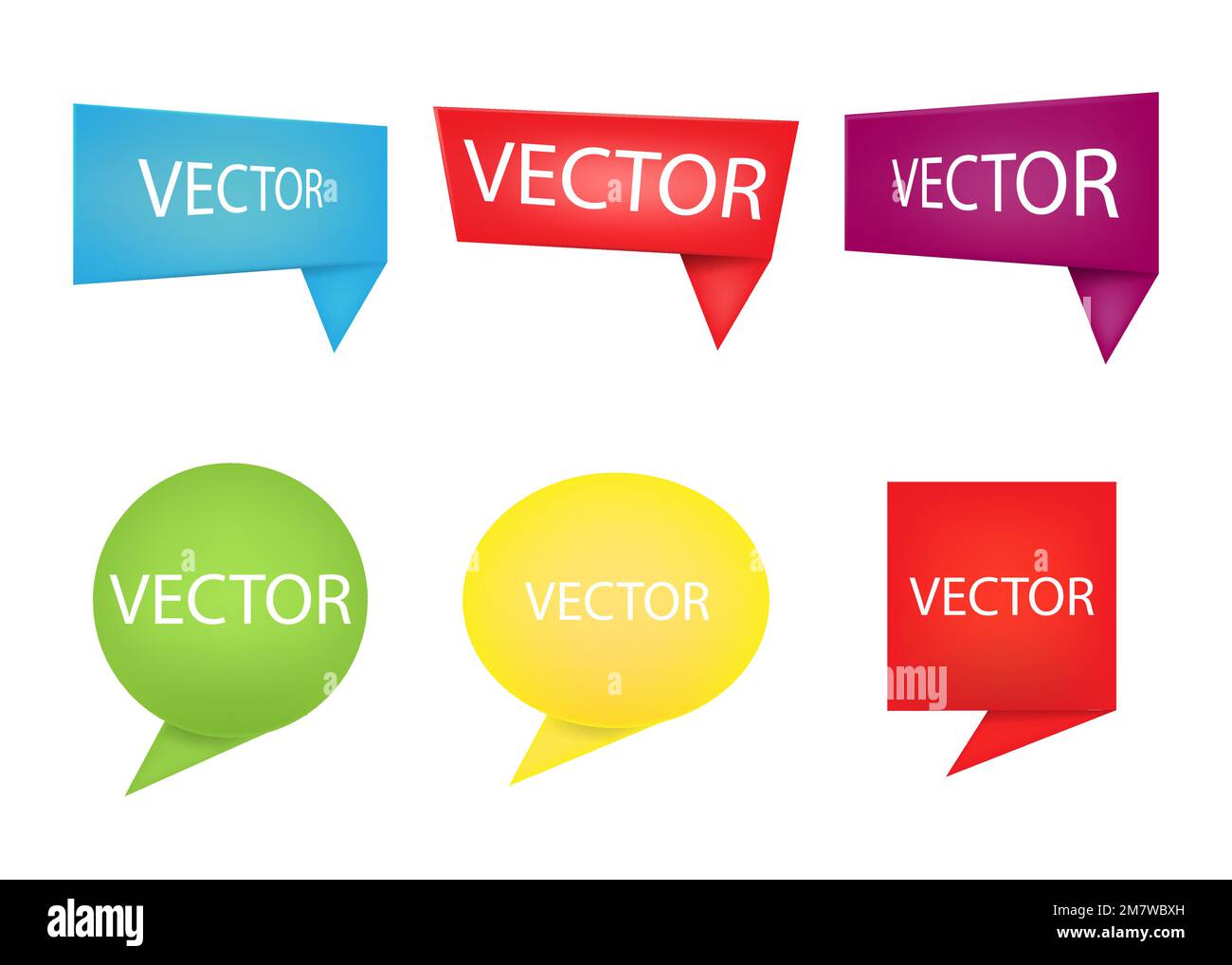 Set Of Vector Banner Annotation Ribbon Speech Bubble Isolated On