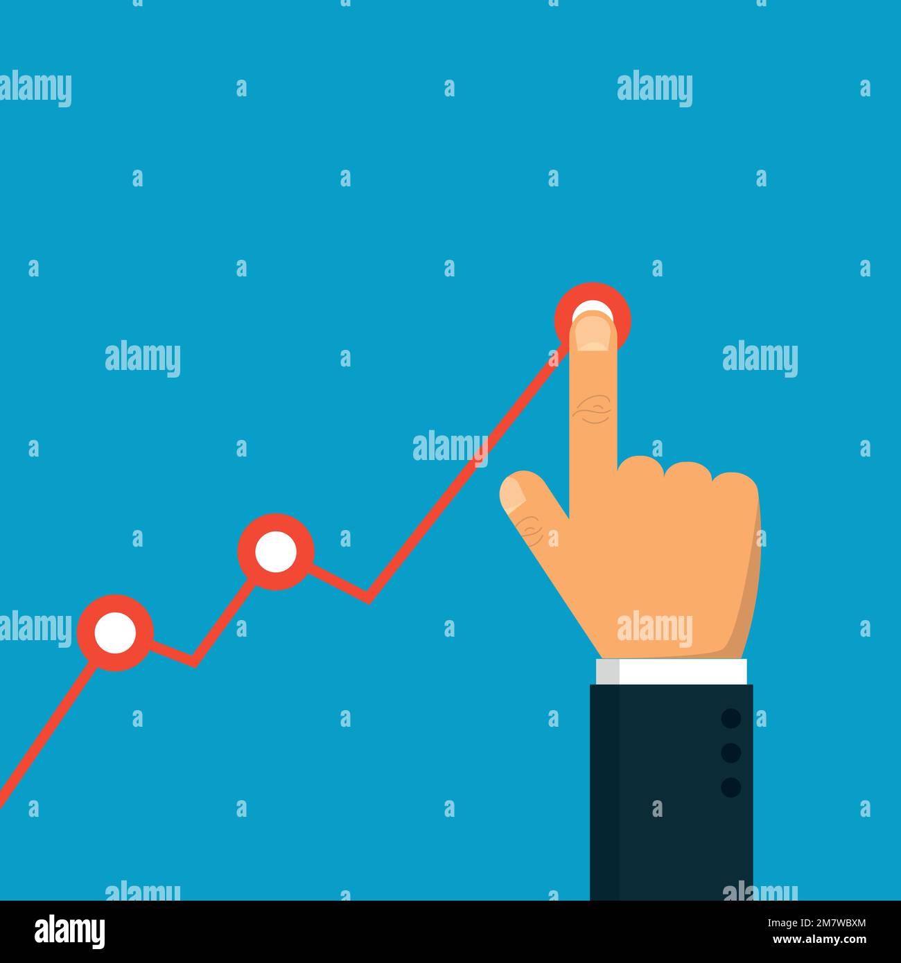 Hand touching up holding chart arrow. Profit concept. Businessman ...