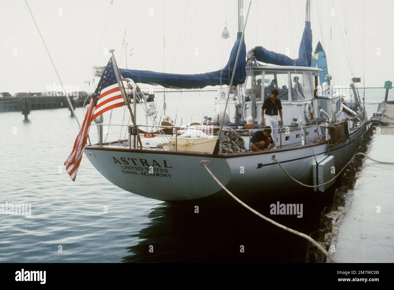 A starboard quarter view of the United States Naval Academy yacht ...